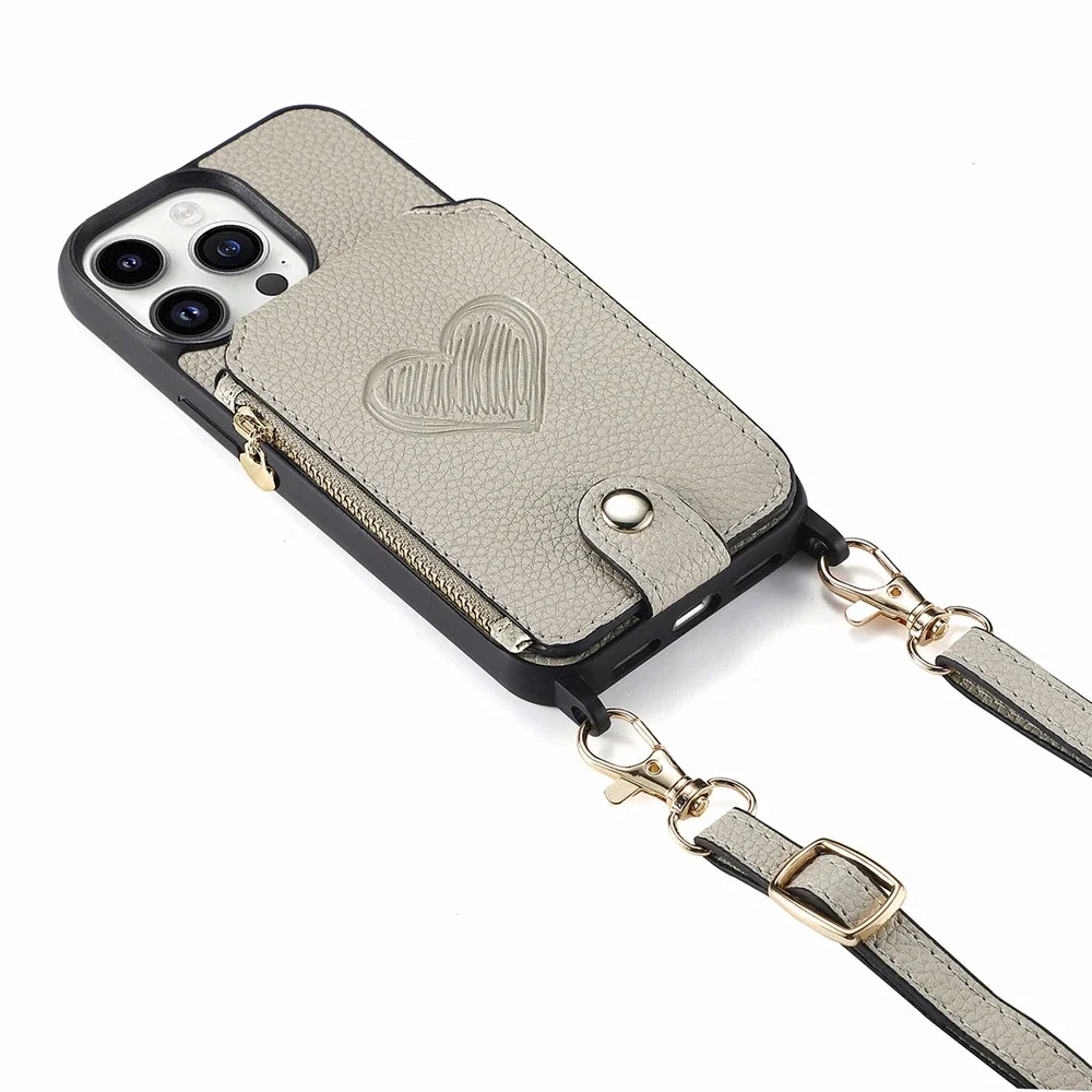 ZHaobin Crossbody Lanyard Zipper Leather Wallet Case Phone Cover for iPhone 16 14 11 12 13 15 ...
