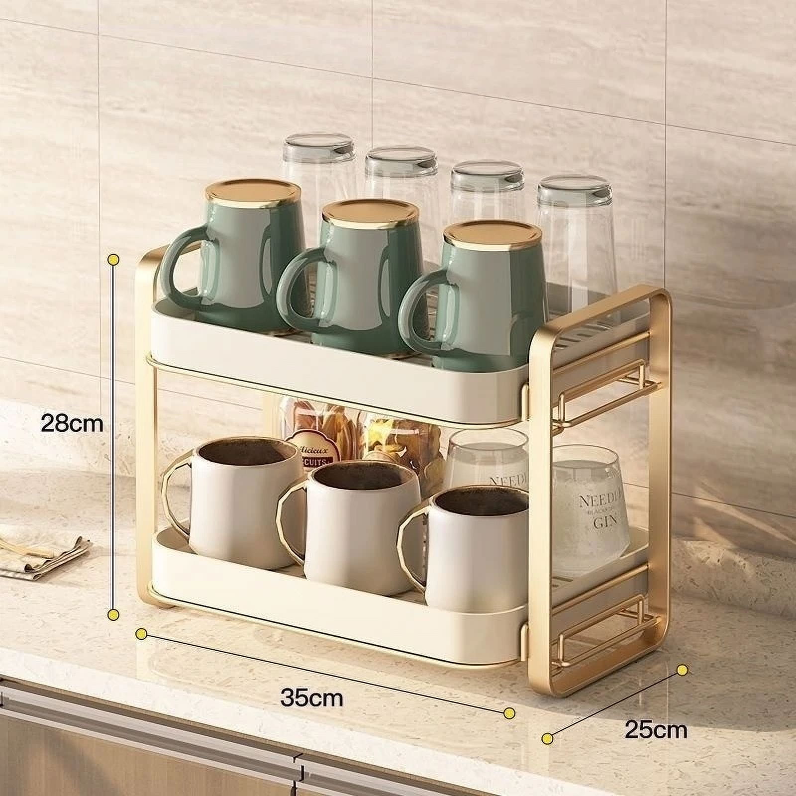 ZHaobin Cup Holder Wine Glasses Holder 2-Tier Cup Drying Rack with Drip ...