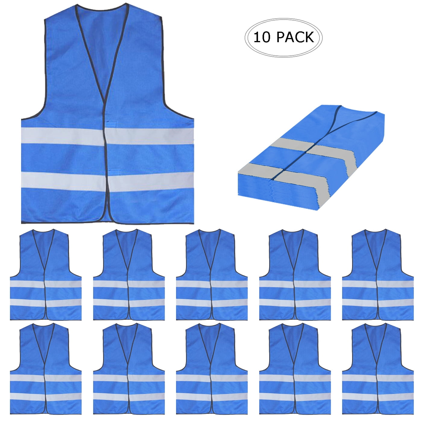 ZHaobin High Visibility Safety Vest with Reflective Strips 10 Pack, Hi ...