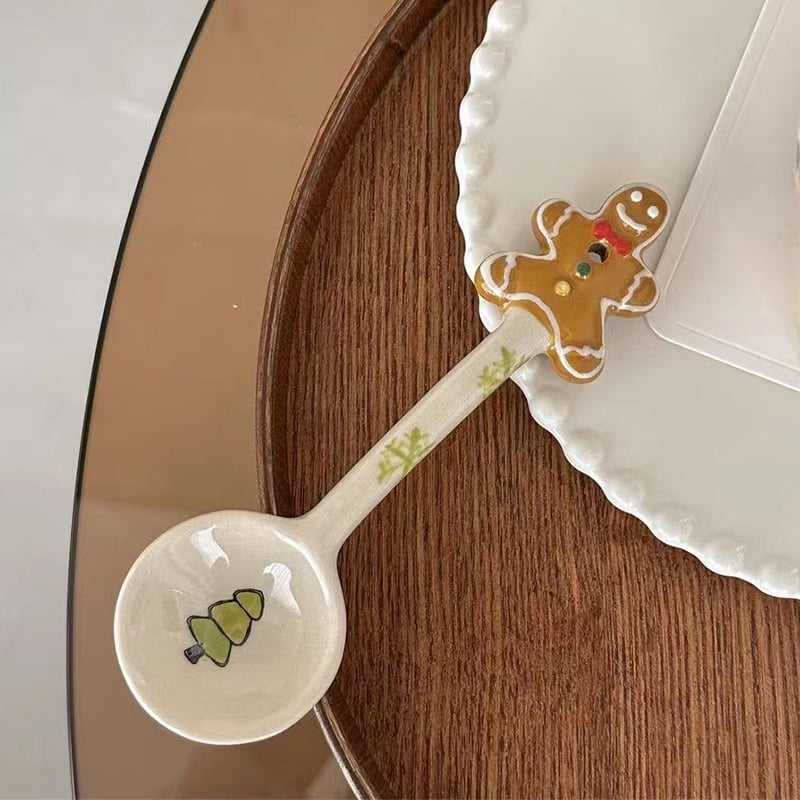 ZHaobin Kawaii Ins Christmas Party Dinner Ceramic Spoons Cute Cartoon ...
