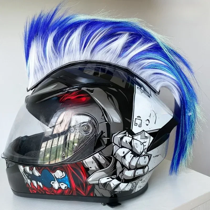 ZHaobin Mohawk Helmet Wig Motorcycle Helmet Decorations Wigs Cockscomb ...
