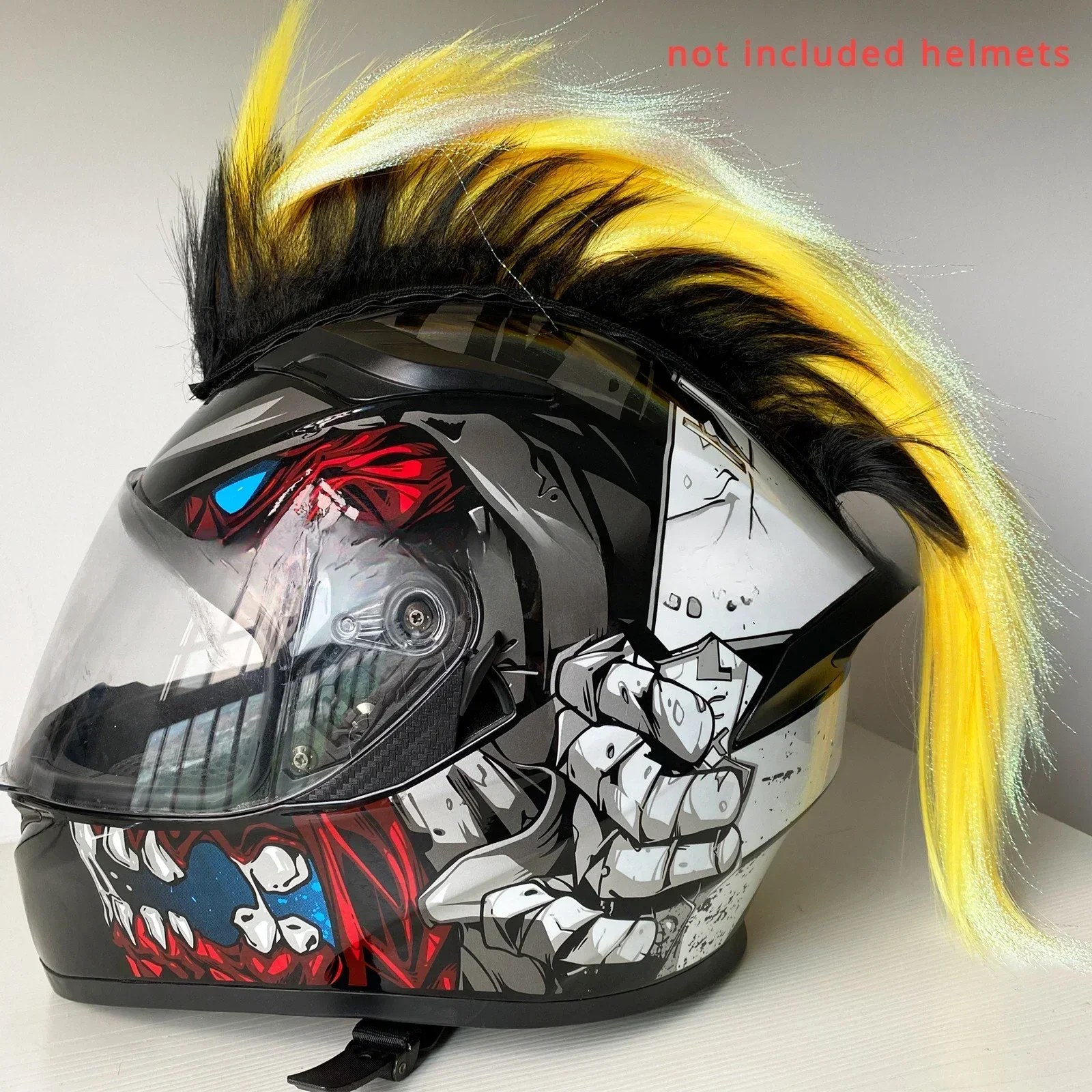 ZHaobin Mohawk Helmet Wig Motorcycle Helmet Decorations Wigs Cockscomb Motocross Full Face Off ...