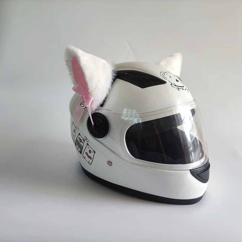 ZHaobin Motorcycle Helmet Cat Ears Decoration Cute Plush Stickers ...