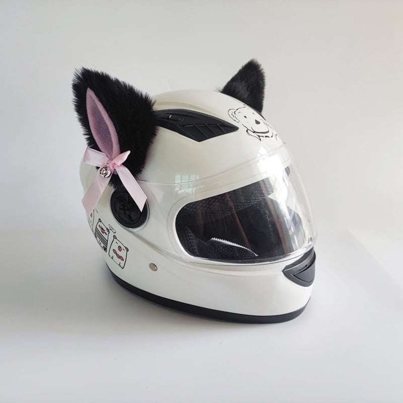 ZHaobin Motorcycle Helmet Cat Ears Decoration Cute Plush Stickers ...