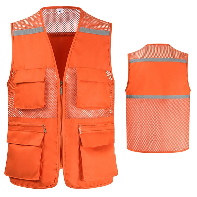ZHaobin Utility Work Waistcoat for Men with Pockets and Reflective ...