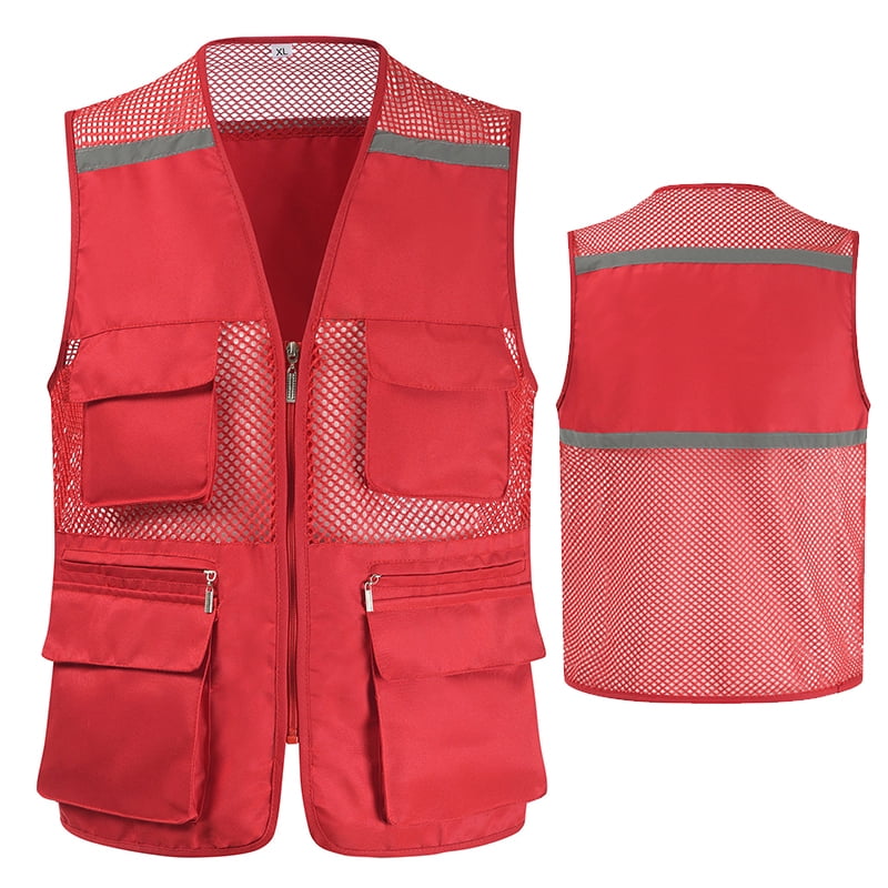 ZHaobin Utility Work Waistcoat for Men with Pockets and Reflective ...