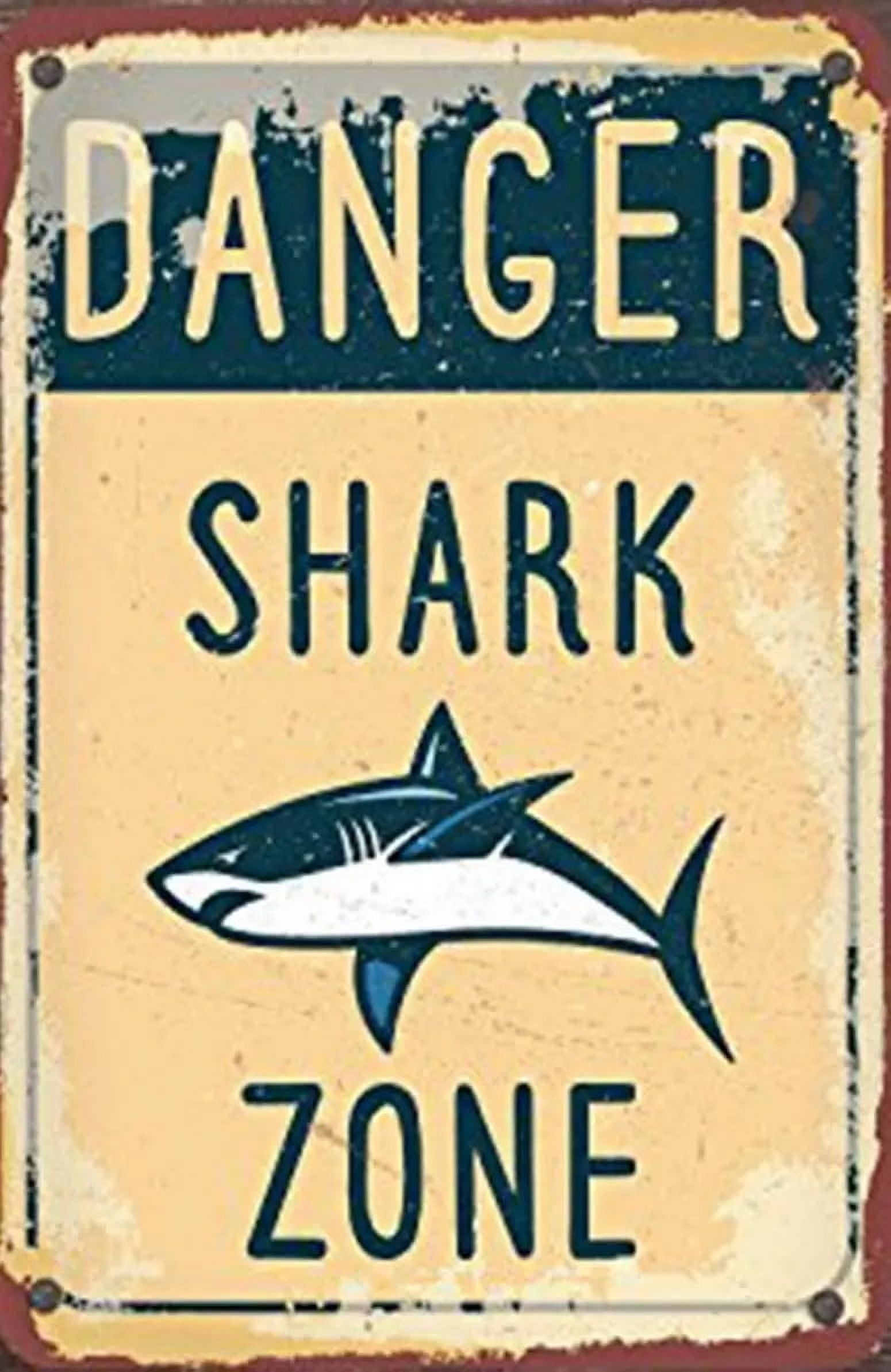 ZHaobin Vintage Dangerous Shark Warning Metal Sign Warning Plaque Tin ...
