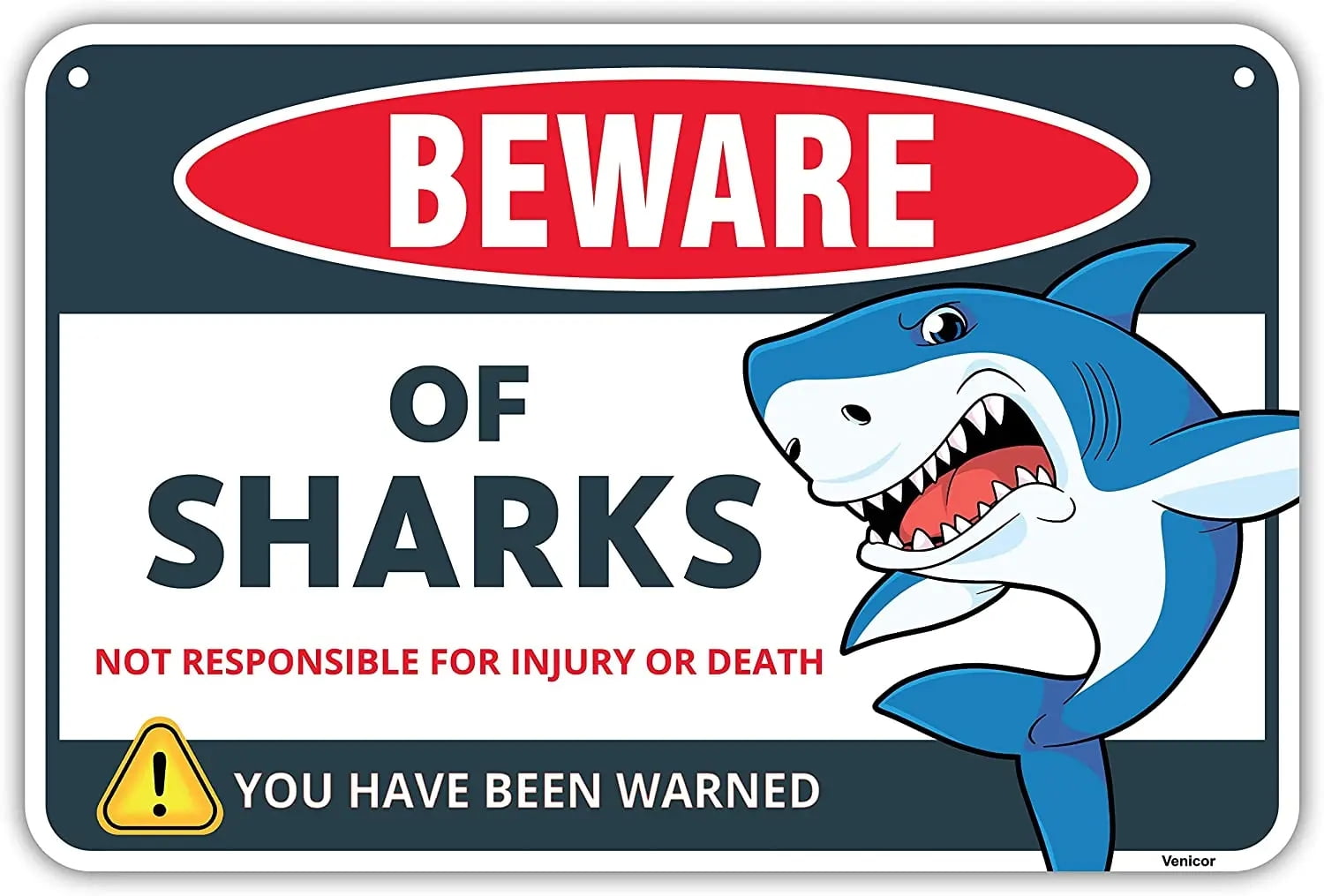 ZHaobin Vintage Dangerous Shark Warning Metal Sign Warning Plaque Tin Painted Courtyard Manhole ...