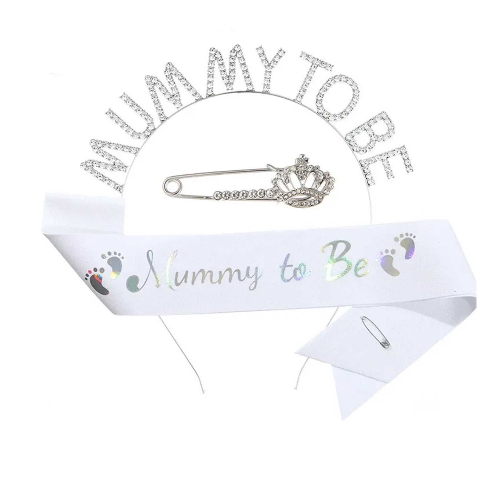 ZHsq 3pcs/set Shower Mommy To Be Birthday Party Headband Satin Sash Brooch Set Daddy To Be Satin ...