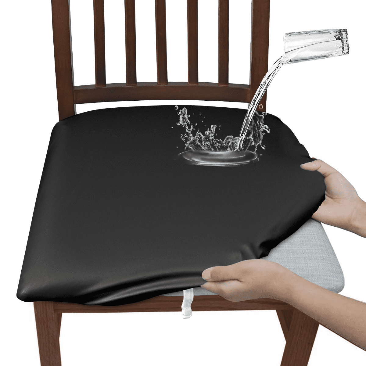 ZHss Waterproof PU Leather Dining Chair Seat Covers, 6-Piece Set (Black ...