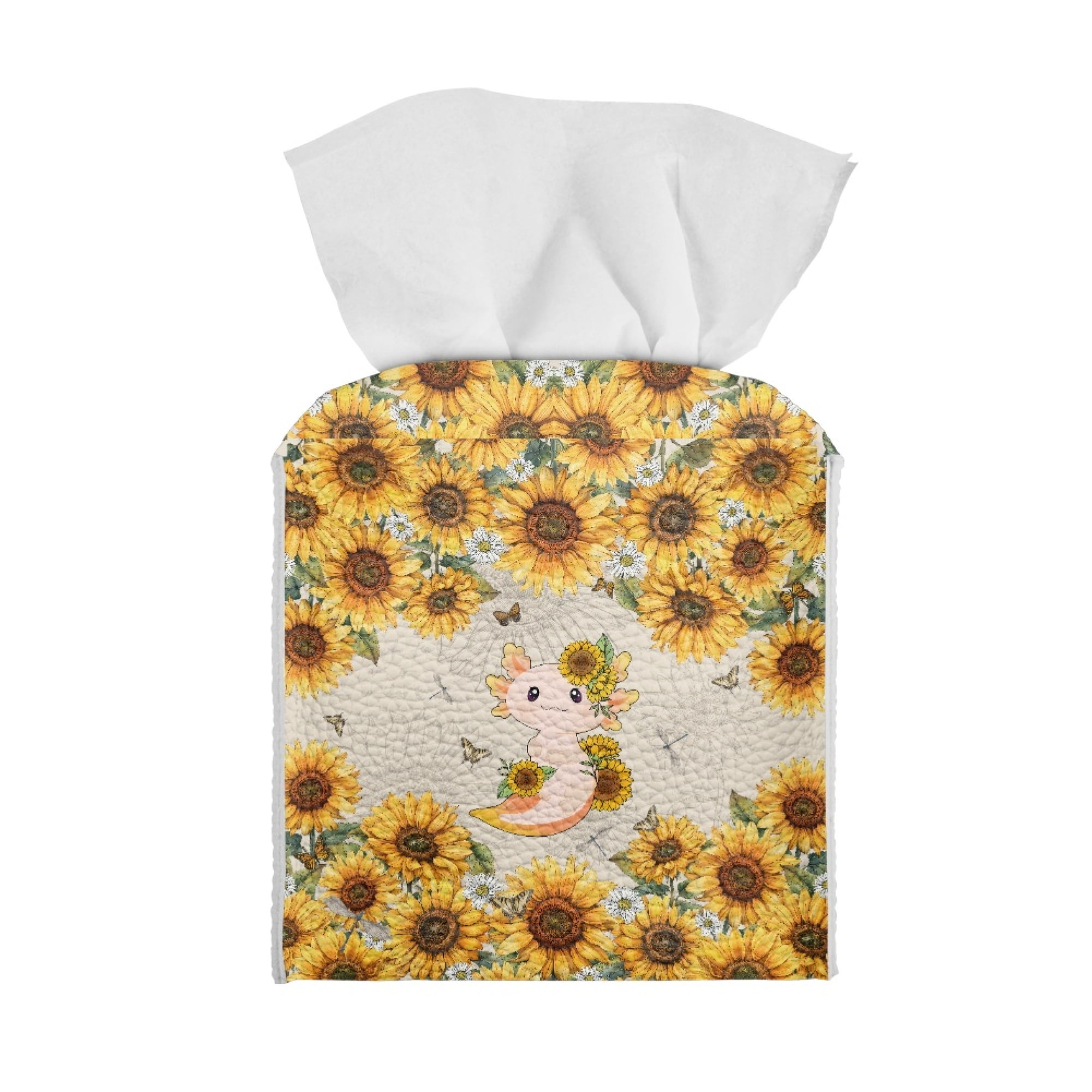 ZIABUTLE Axolotl Sunflower PU Leather Tissue Box Cover Square ...