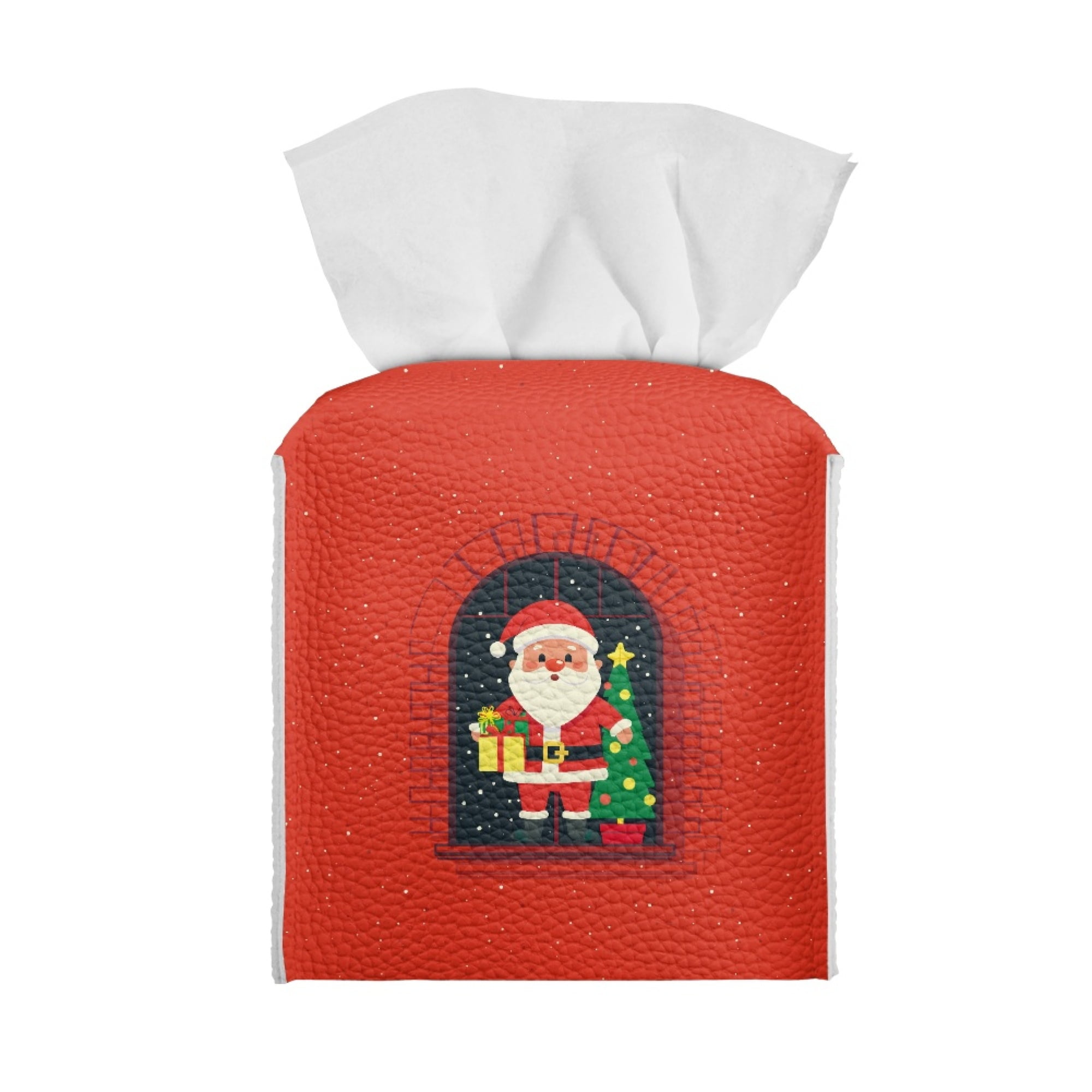 ZIABUTLE Christmas Santa Claus PU Leather Square Tissue Box Holder ...