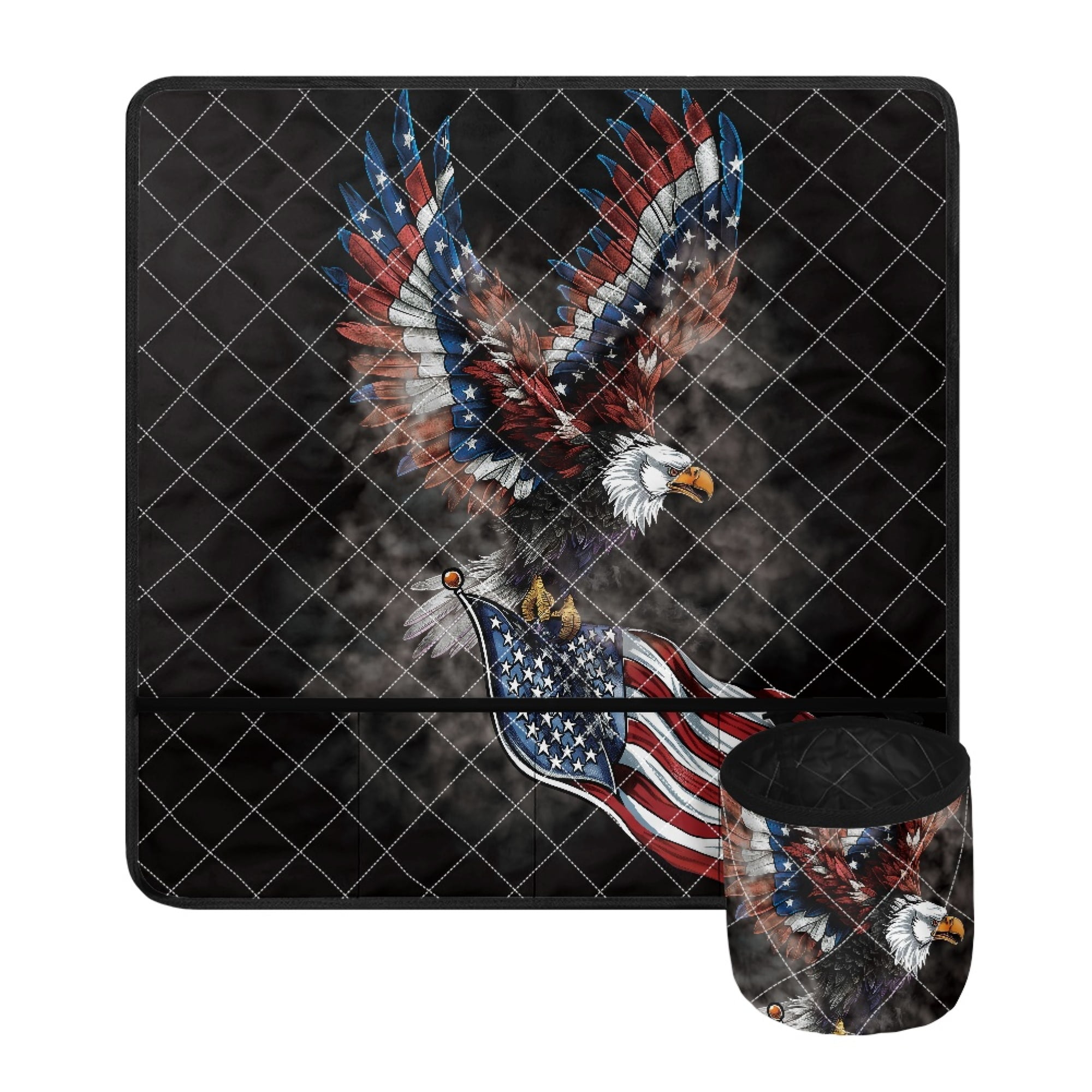 ZIATUBLE American Flag Sewing Machine Mat Eagle Sewing Machine Pad ...