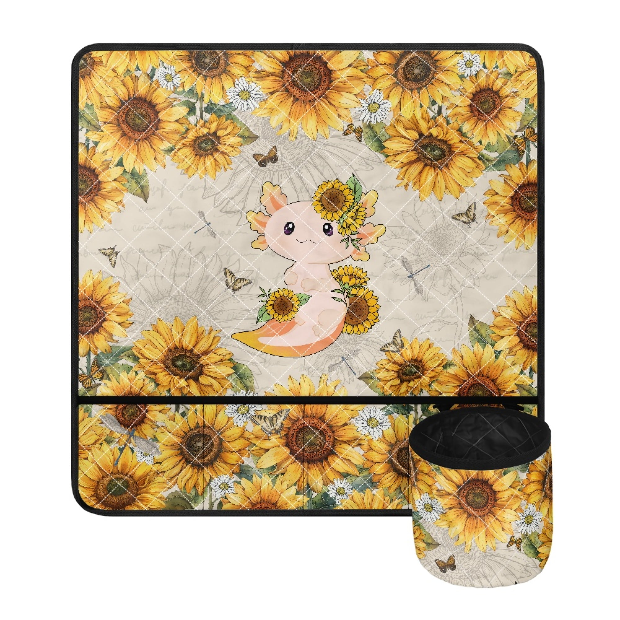 ZIATUBLE Axolotl Sewing Machine Cross Stitching Mat Sunflower Sewing ...