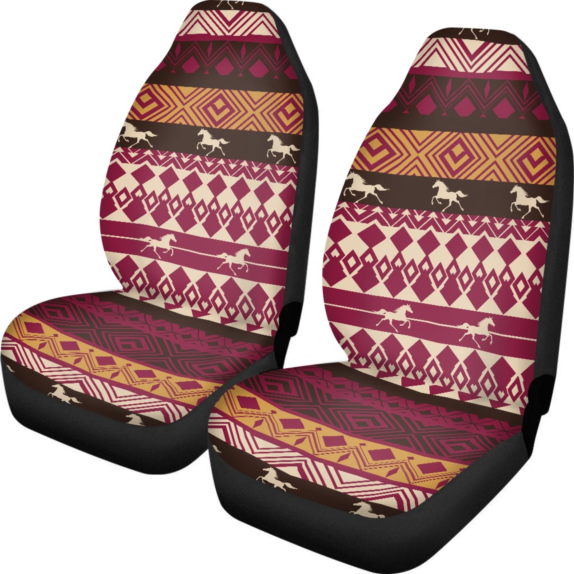 ZIATUBLE Aztec Ethnic Horse Car Seat Covers Full Set Aesthetic Car Seat ...