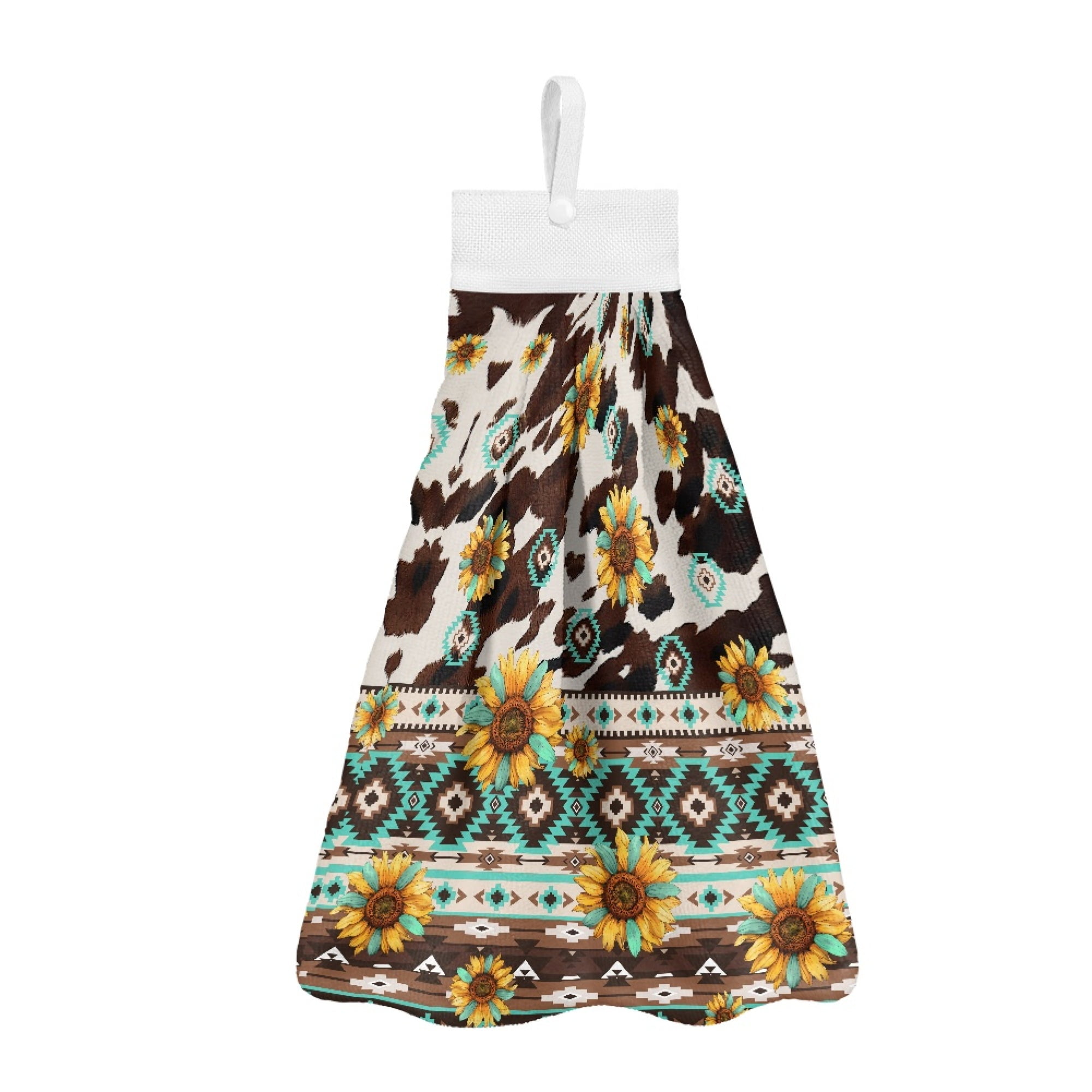 ZIATUBLE Aztec Ethnic Sunflower Hanging Hand Towels Cow Print Hanging ...