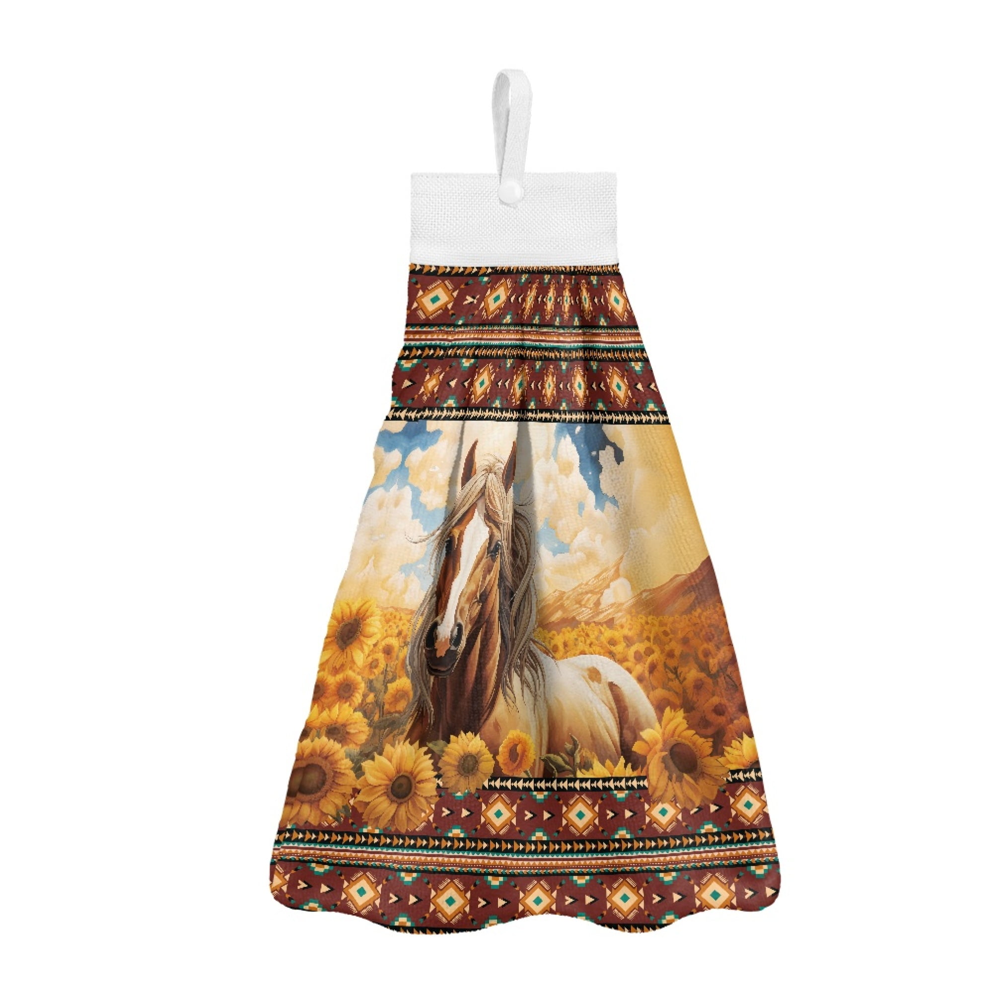 ZIATUBLE Aztec Southwest Hanging Hand Dry Towels Sunflower Kitchen Hand ...