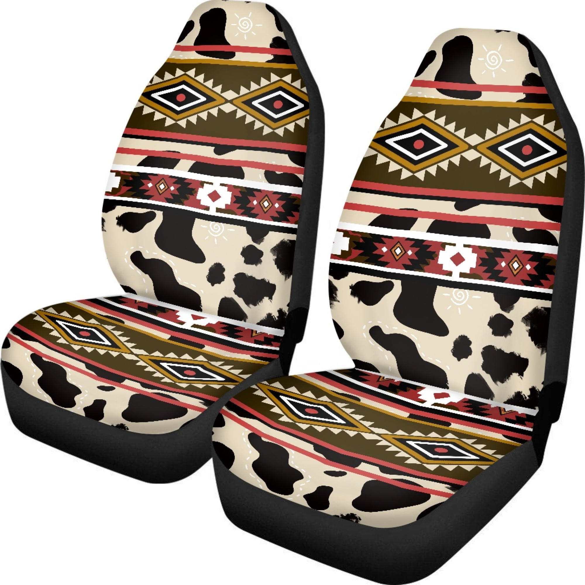 ZIATUBLE Aztec Tribal Car Front Seat Covers Cow Print Car Seat Covers ...