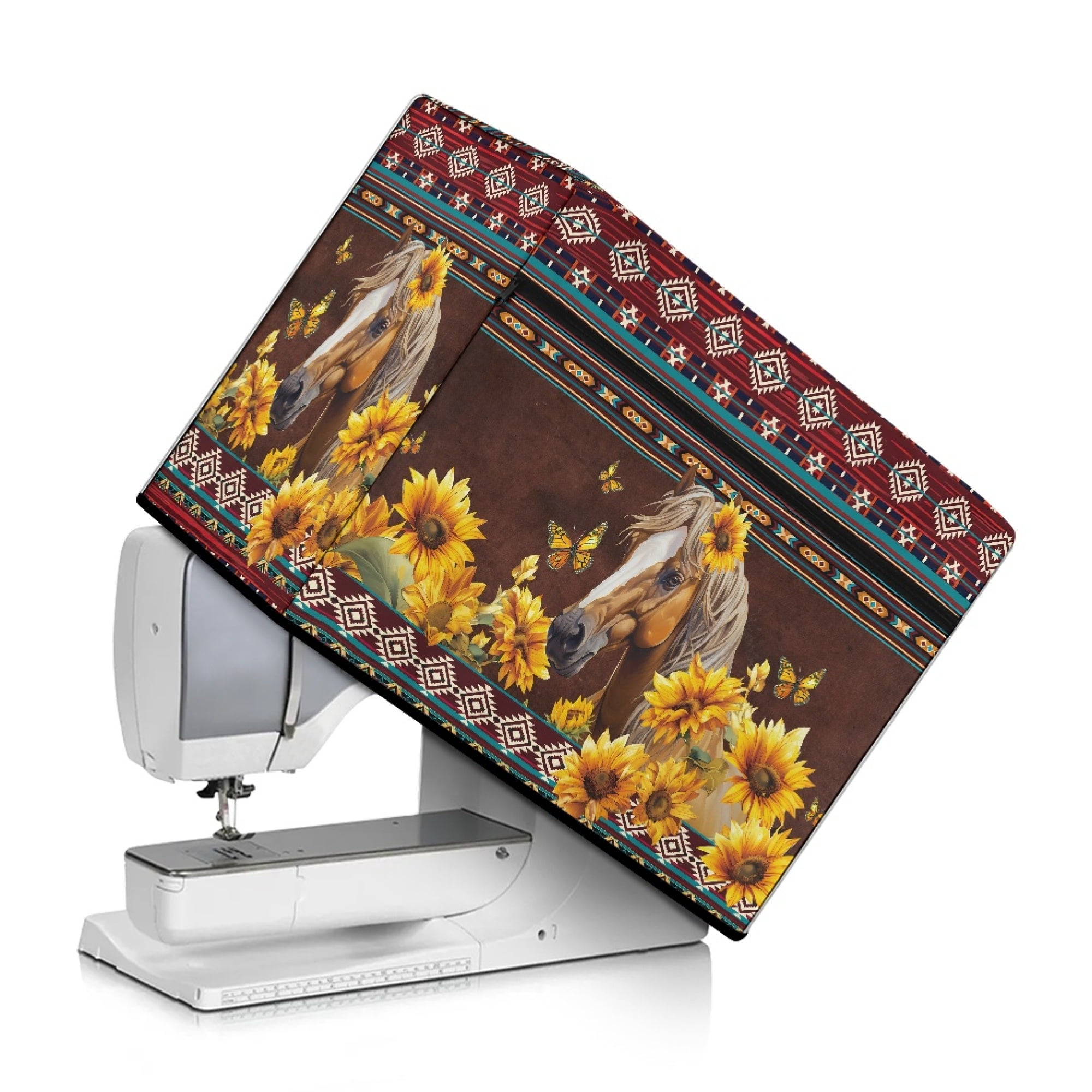 ZIATUBLE Aztec Tribal Sewing Machine Protector Cover Sunflower Horse ...