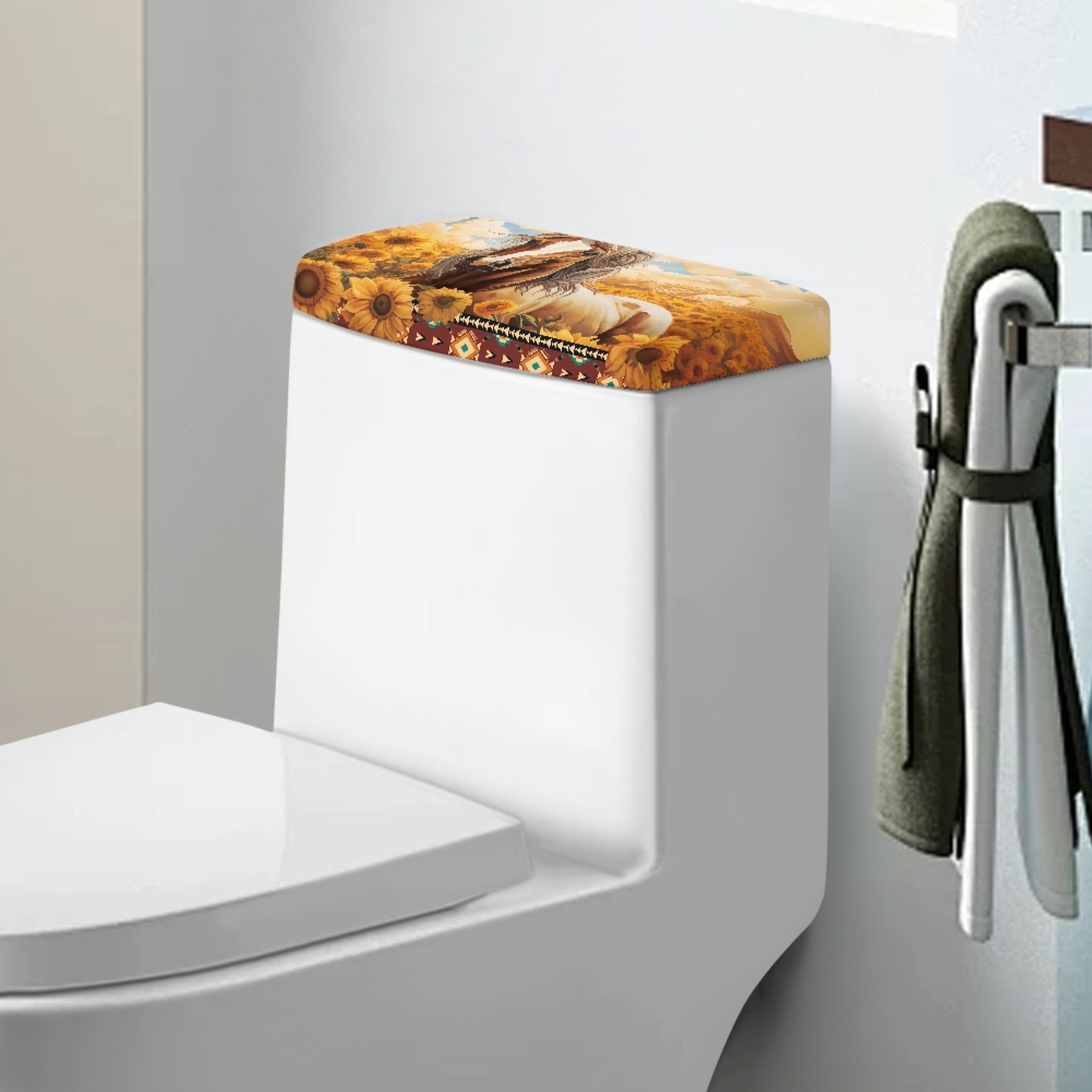 ZIATUBLE Aztec Tribal Toilet Water Tank Cover Sunflower Horse Toilet ...