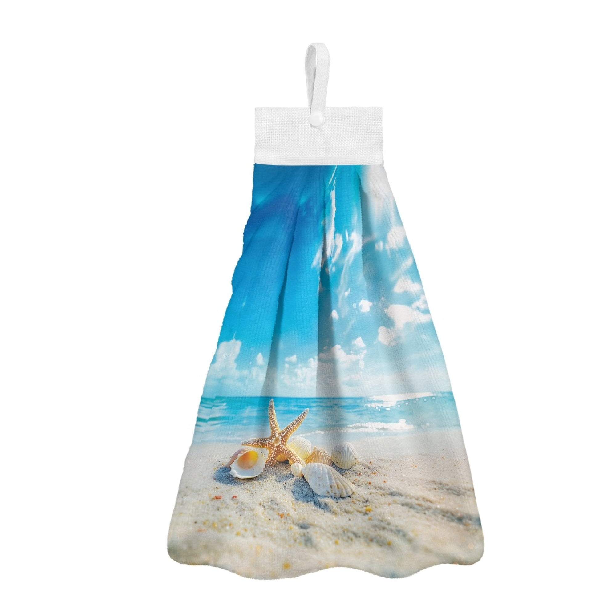 ZIATUBLE Beach Ocean Hand Towels with Loop Starfish Towels for Kitchen ...