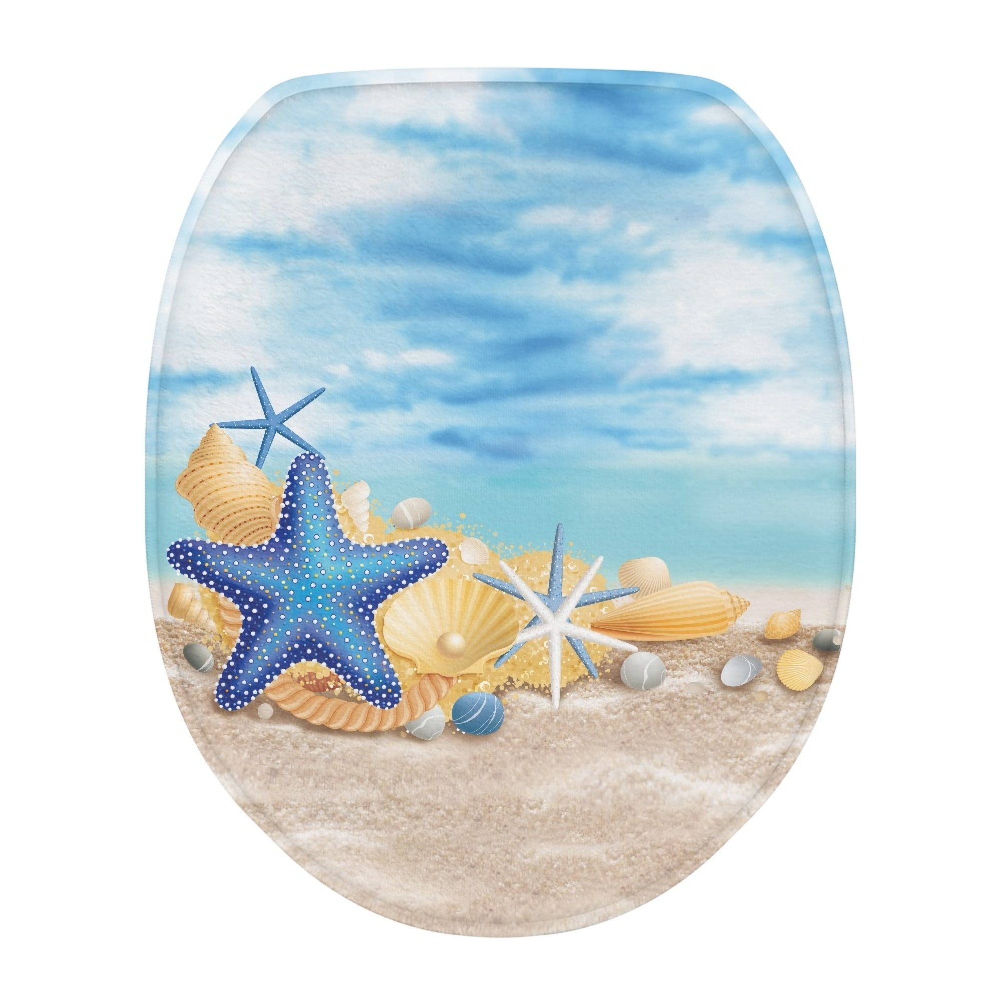 ZIATUBLE Beach Ocean Toilet Lid Seat Cover Starfish Toilet Seat Cover ...