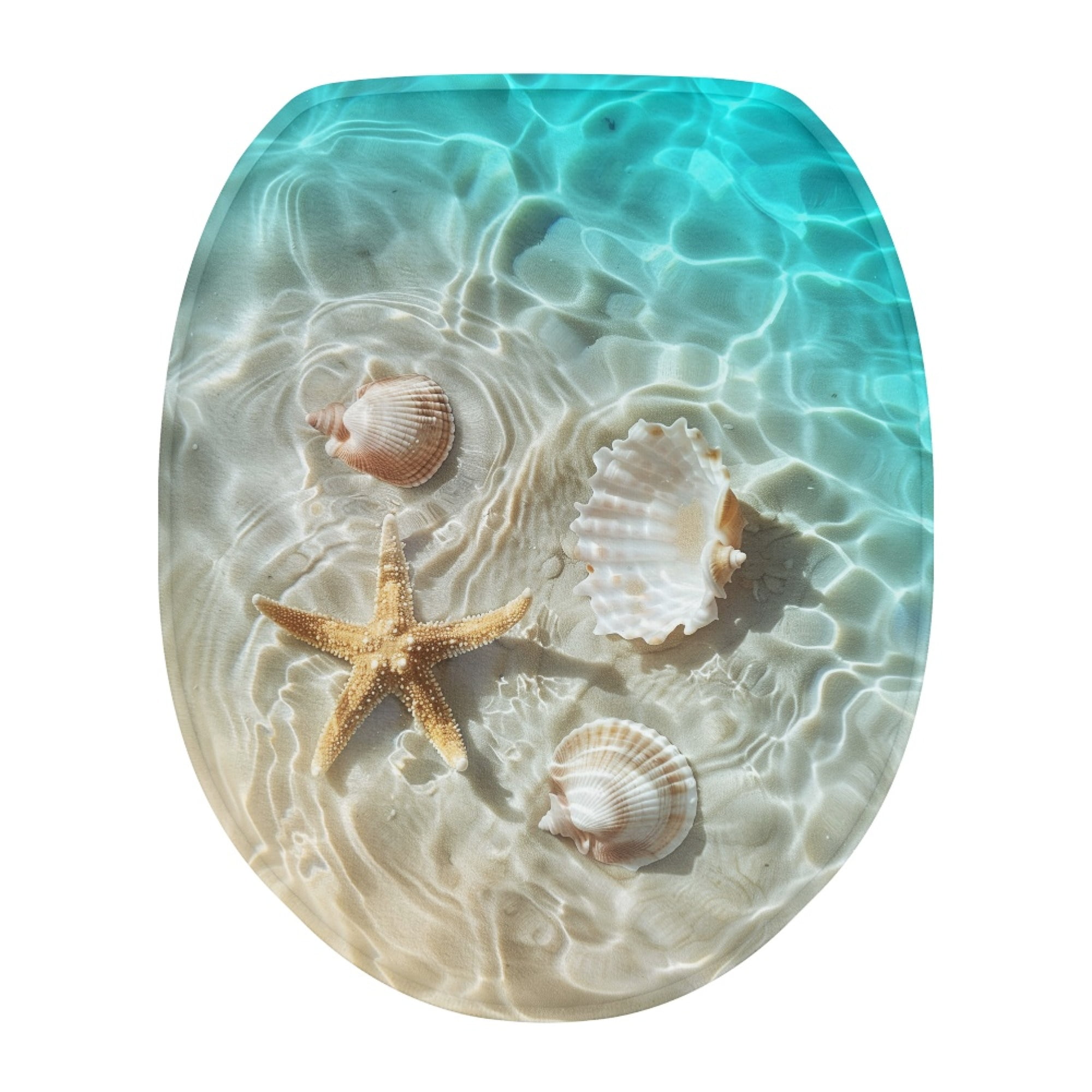 ZIATUBLE Beach Shells Flannel Toilet Seat Cover Decoration Soft Thicker ...