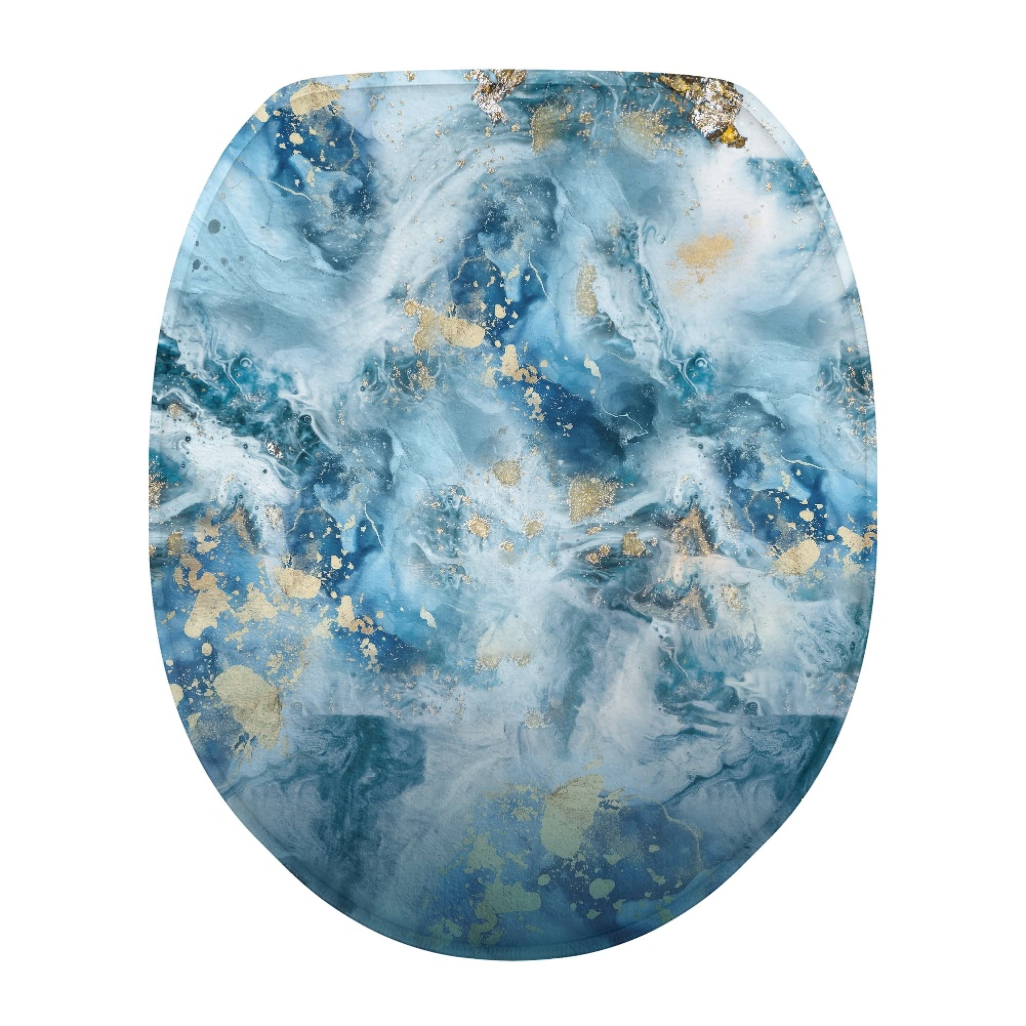 ZIATUBLE Blue Marble Stripe Toilet Lid Seat Cover Decorative Toilet ...