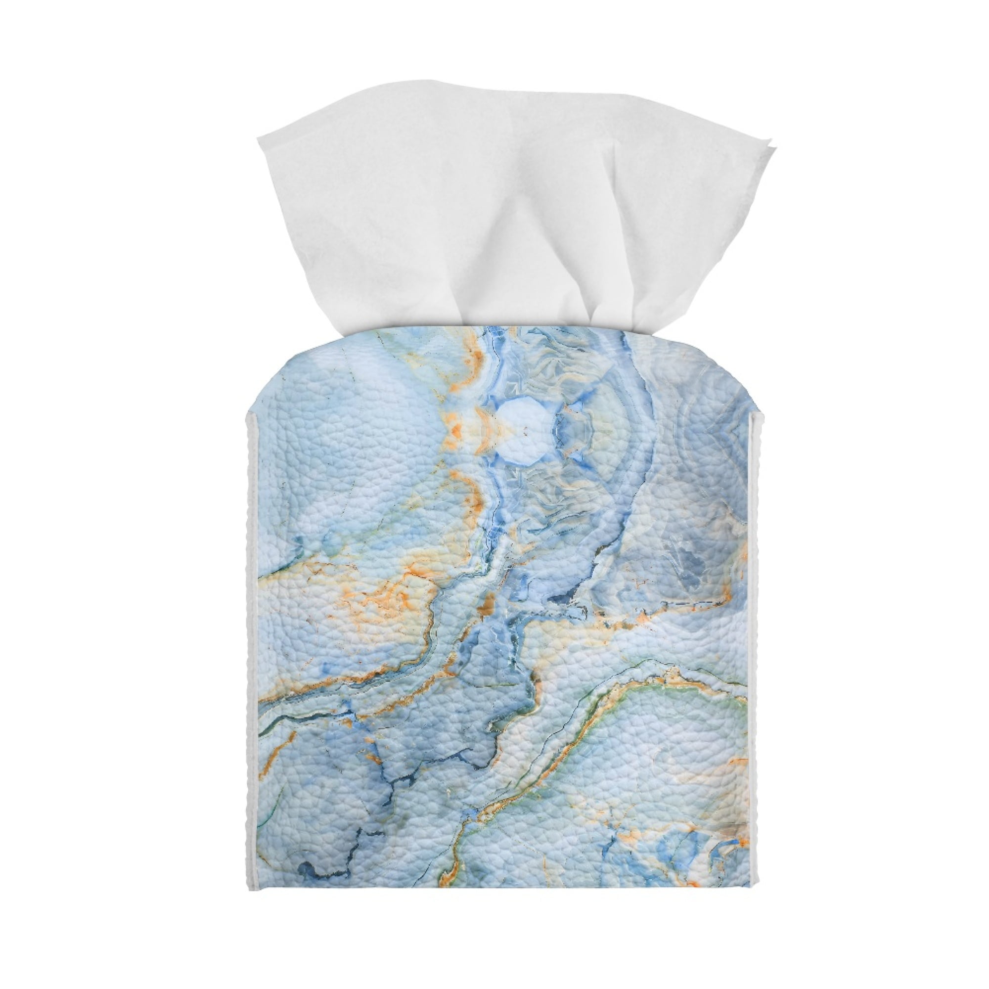 ZIATUBLE Blue Marble Stripes Leather Tissue Box Cover Square Tissue Box ...