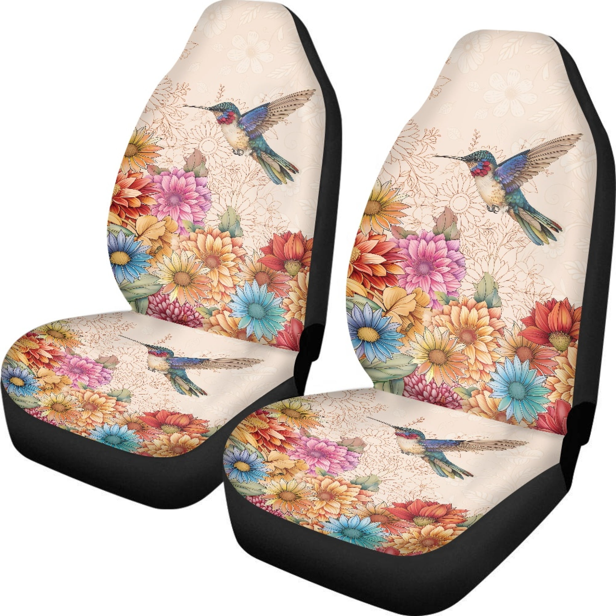 ZIATUBLE Boho Mandala Hummingbird Car Front Seat Covers Soft Vehicle ...