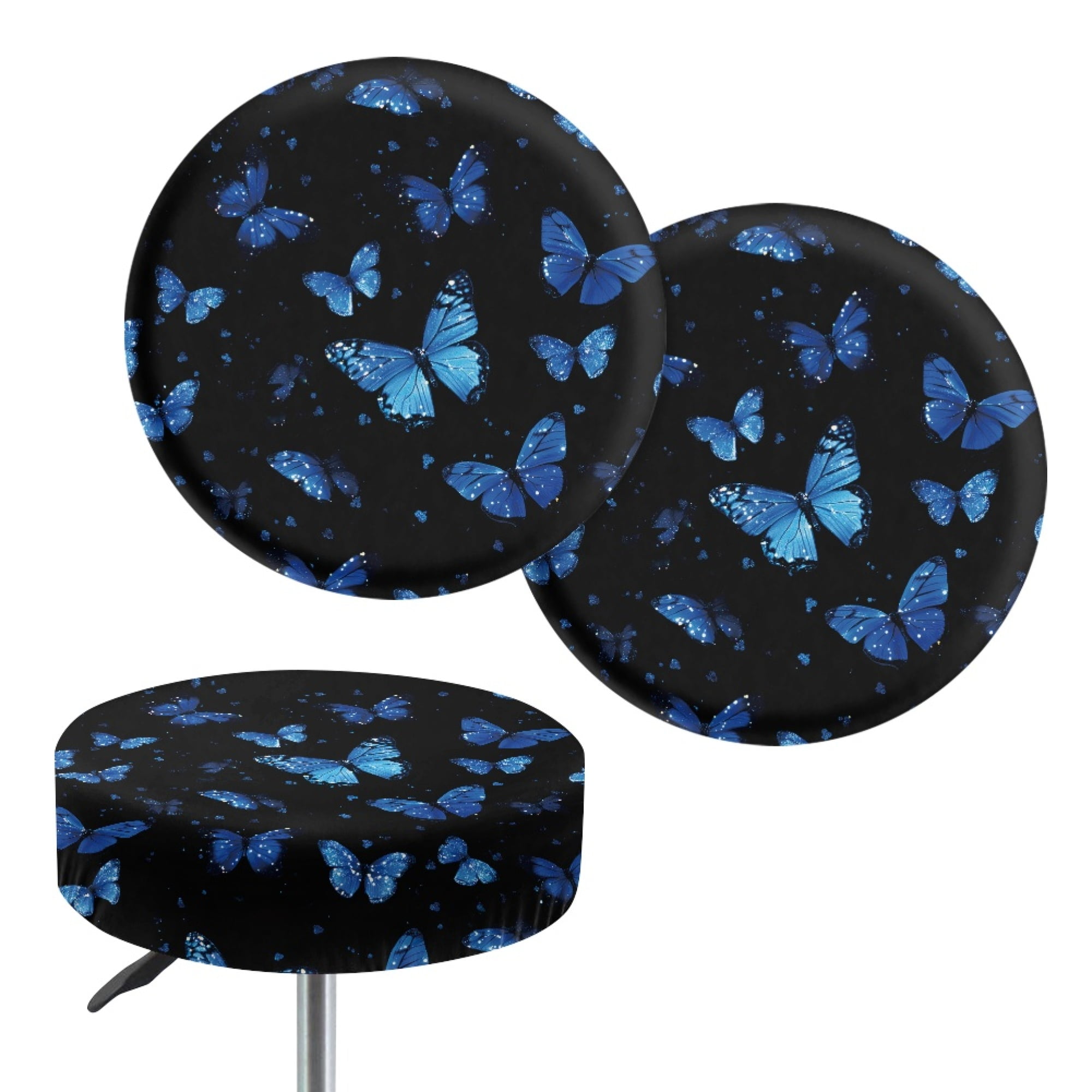 ZIATUBLE Butterflies Stool Seat Covers Cushion Polyester Round Stool ...