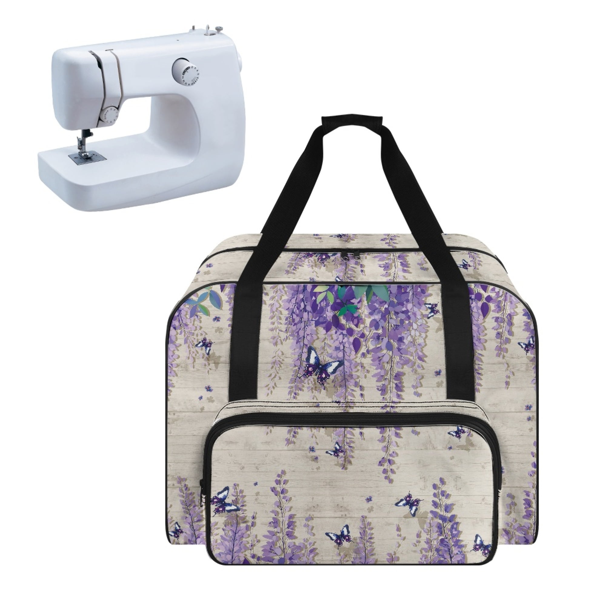 ZIATUBLE Butterfly Floral Sewing Machine Bags Wooden Sewing Machine ...
