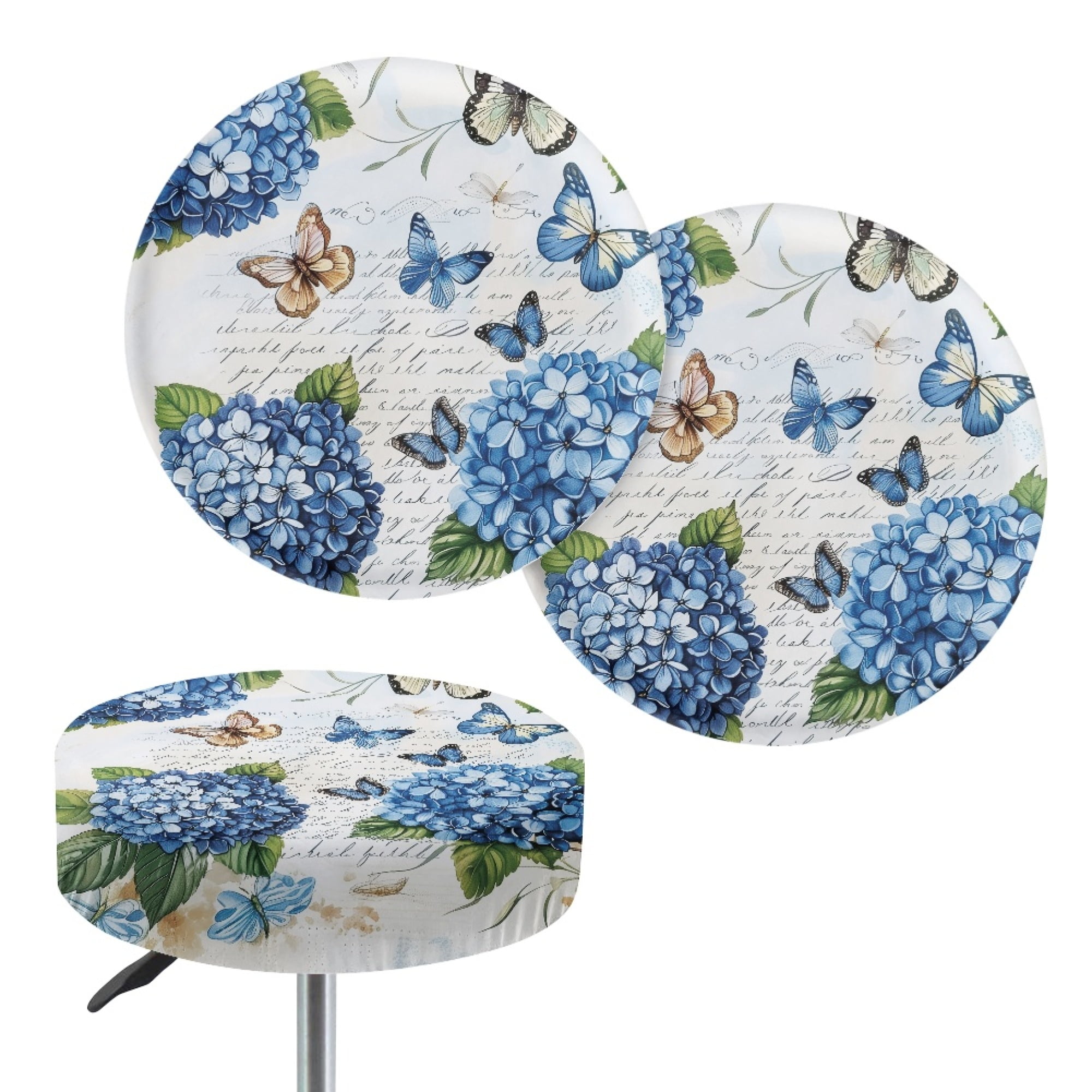 ZIATUBLE Butterfly Flower Bar Stool Chair Covers Set of 2 Round Stool ...