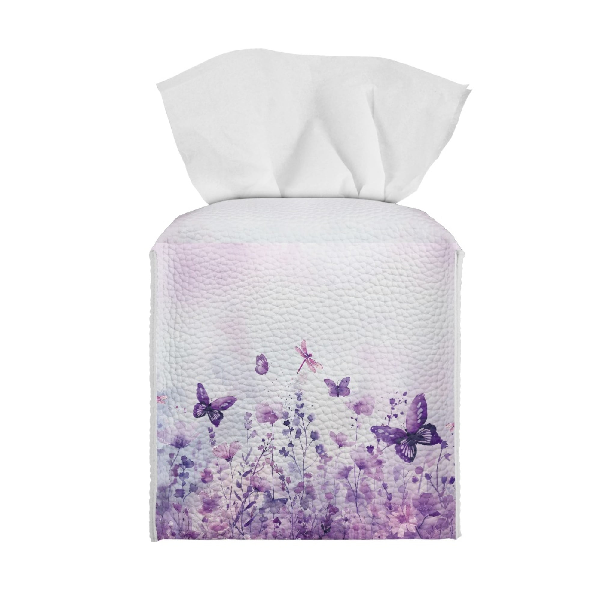 ZIATUBLE Butterfly Flower Leather Tissue Box Cover Square Tissue Box ...