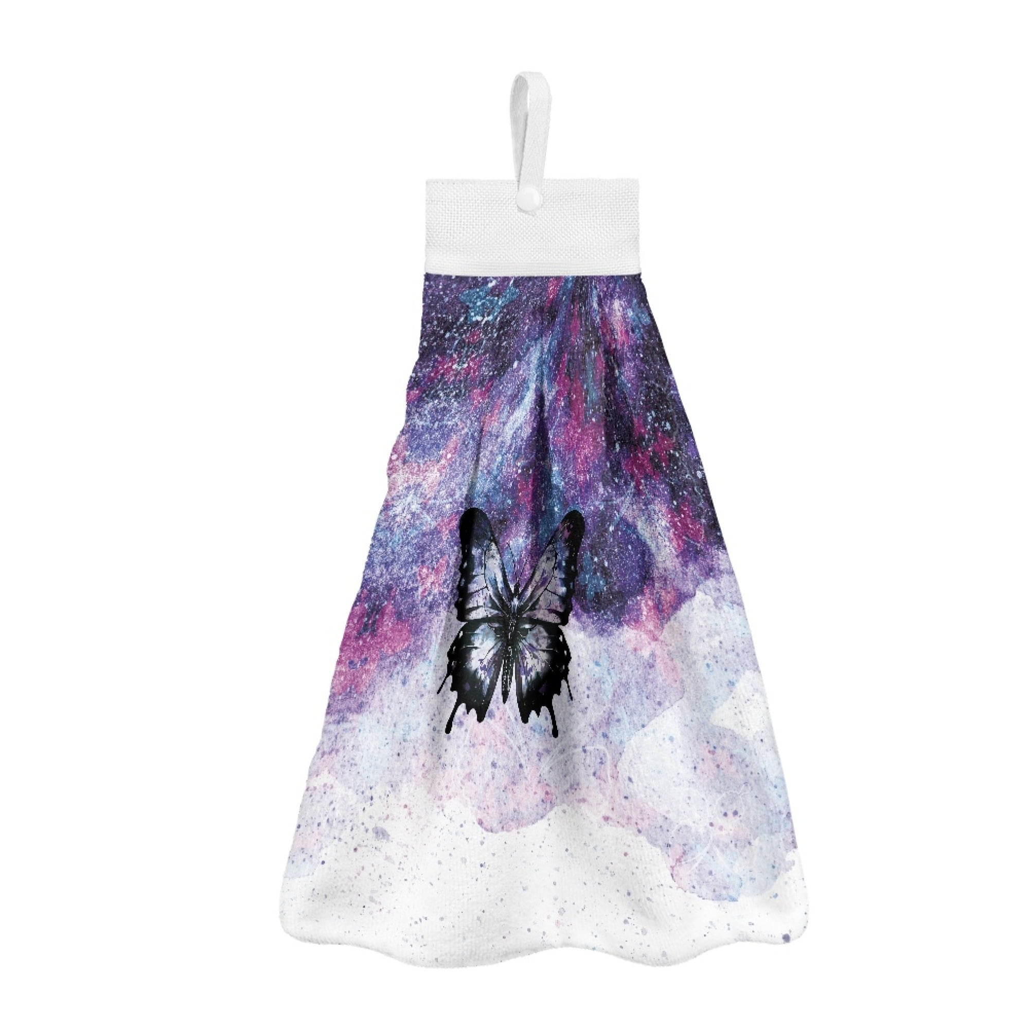 ZIATUBLE Butterfly Kitchen Hand Towels Galaxy Hanging Hand Towels Easy ...