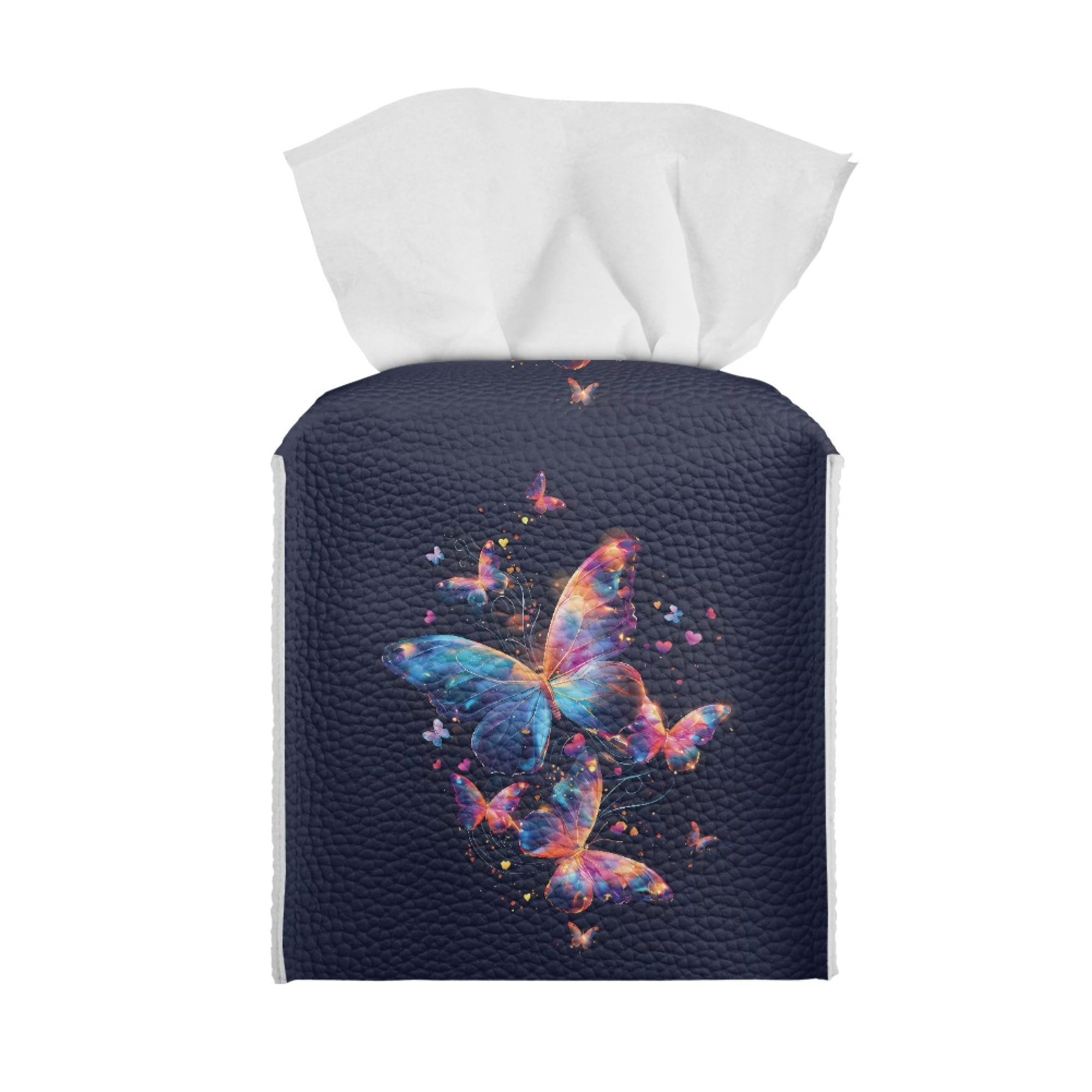 ZIATUBLE Butterfly Square Tissue Box Cover PU Leather Tissue Paper Box ...