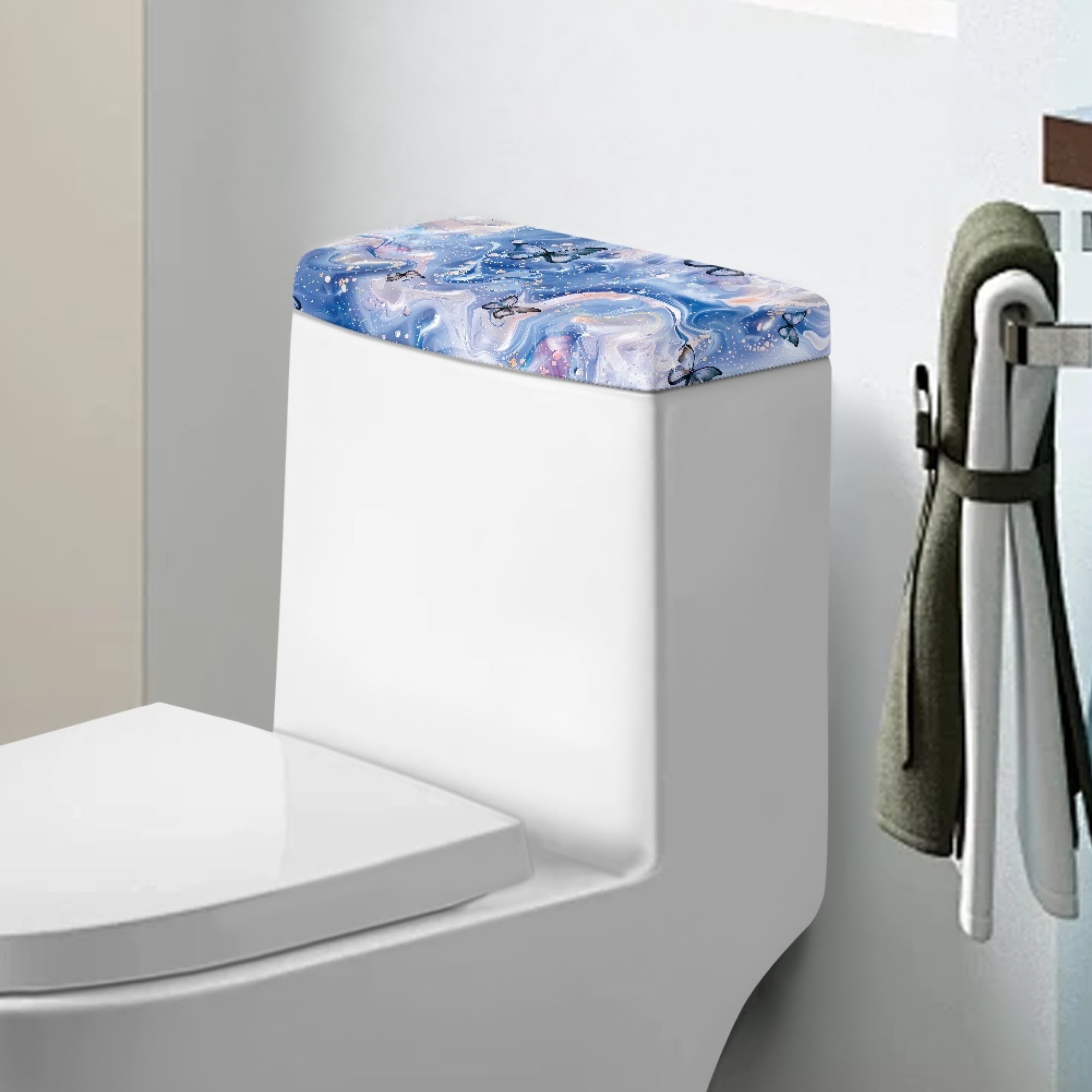 ZIATUBLE Butterfly Toilet Tank Cover Lid Marble Stripes Toilet Water ...