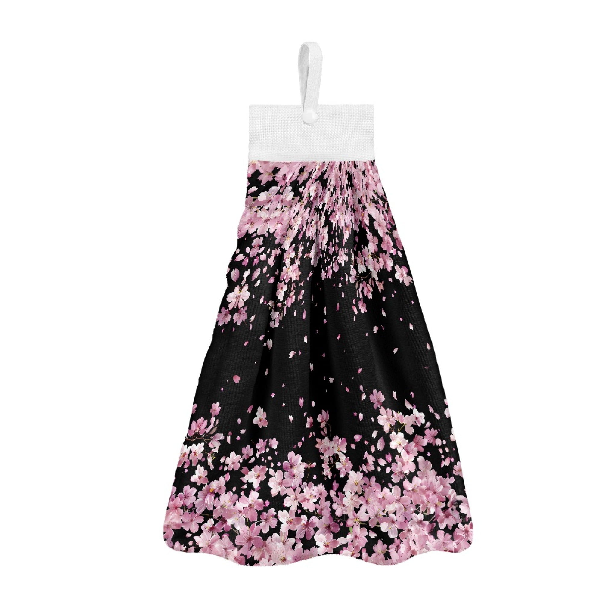 ZIATUBLE Cherry Blossom Kitchen Hanging Towels with Snap Button Hanging ...