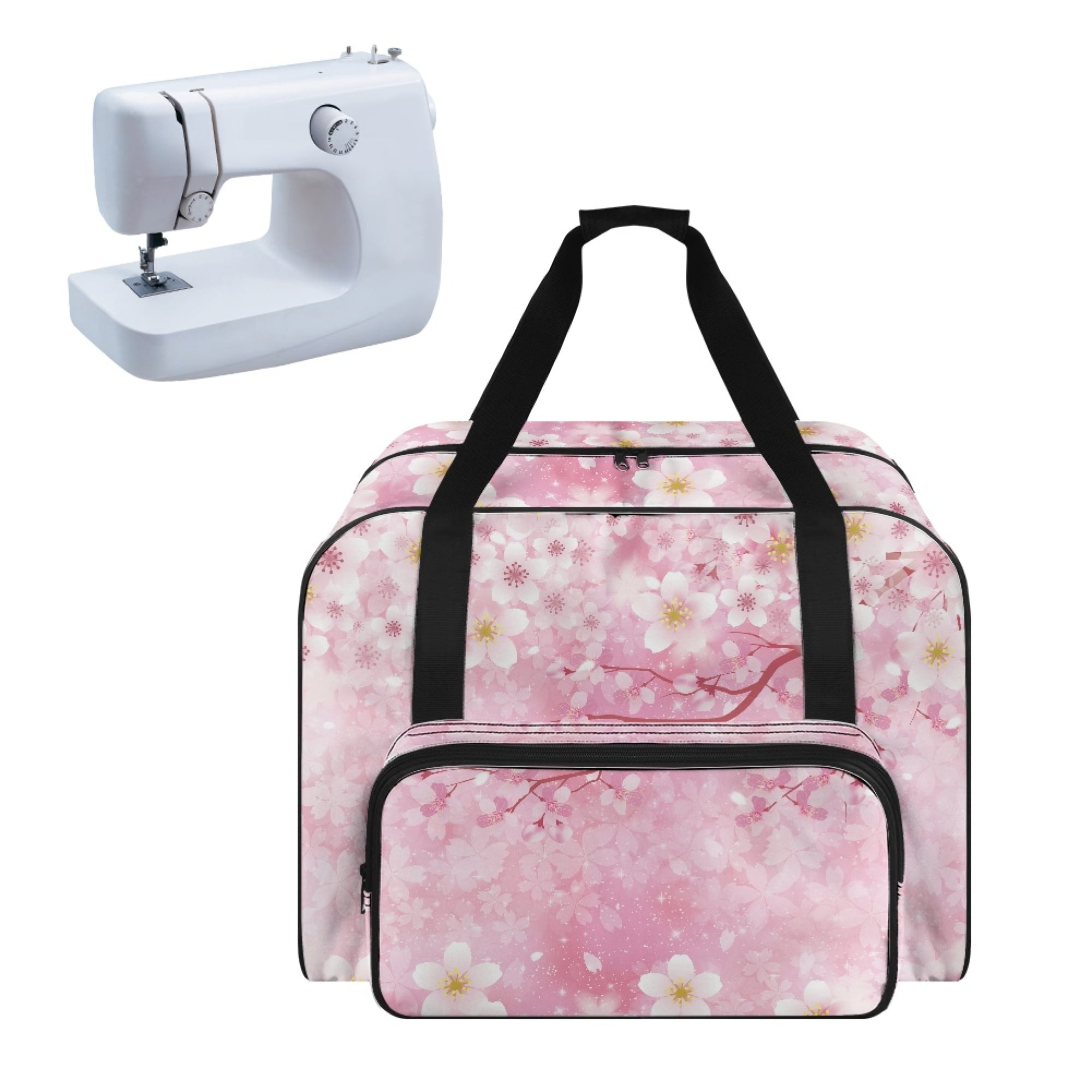 ZIATUBLE Cherry Blossom Portable Padded Storage Soft Organizer Bag with ...