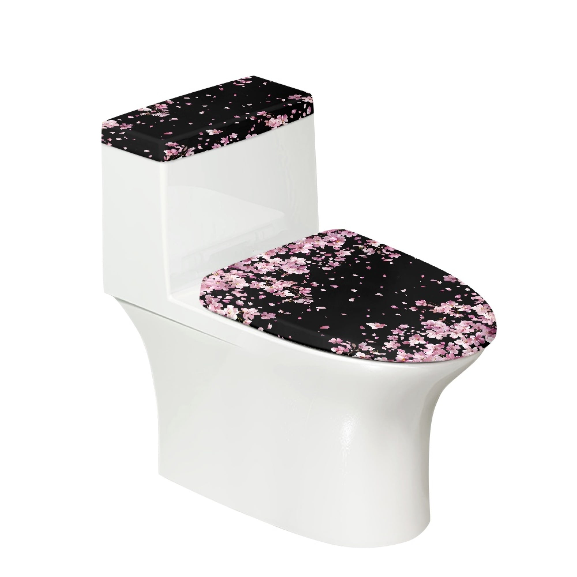ZIATUBLE Cherry Blossom Toilet Lid Seat Cover Full Coverage Design ...