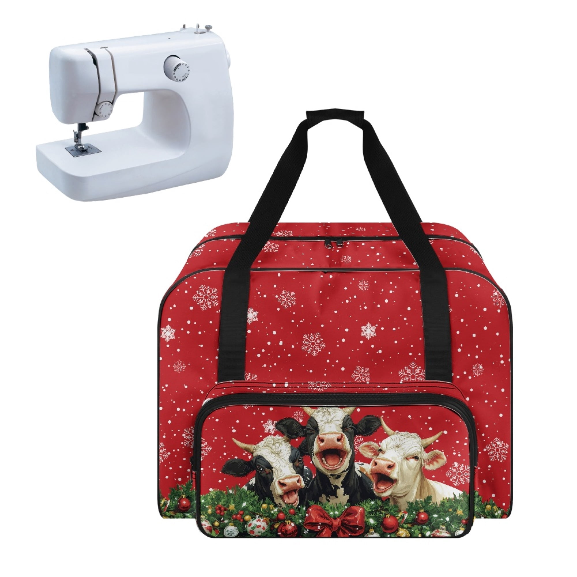ZIATUBLE Christmas Cow Carrying Travel Storage Snowflakes Sewing ...