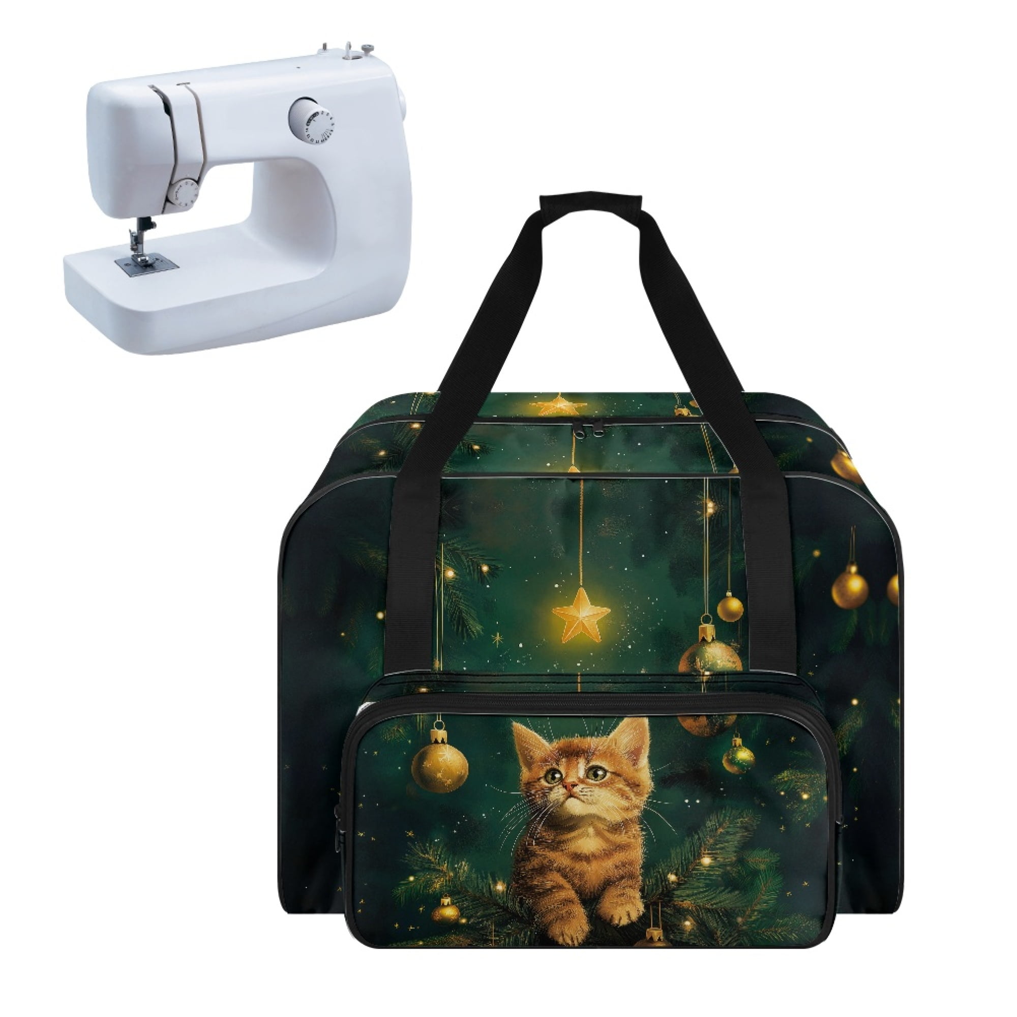 ZIATUBLE Christmas Cute Cat Portable Carrying Totes Star Sewing Machine ...