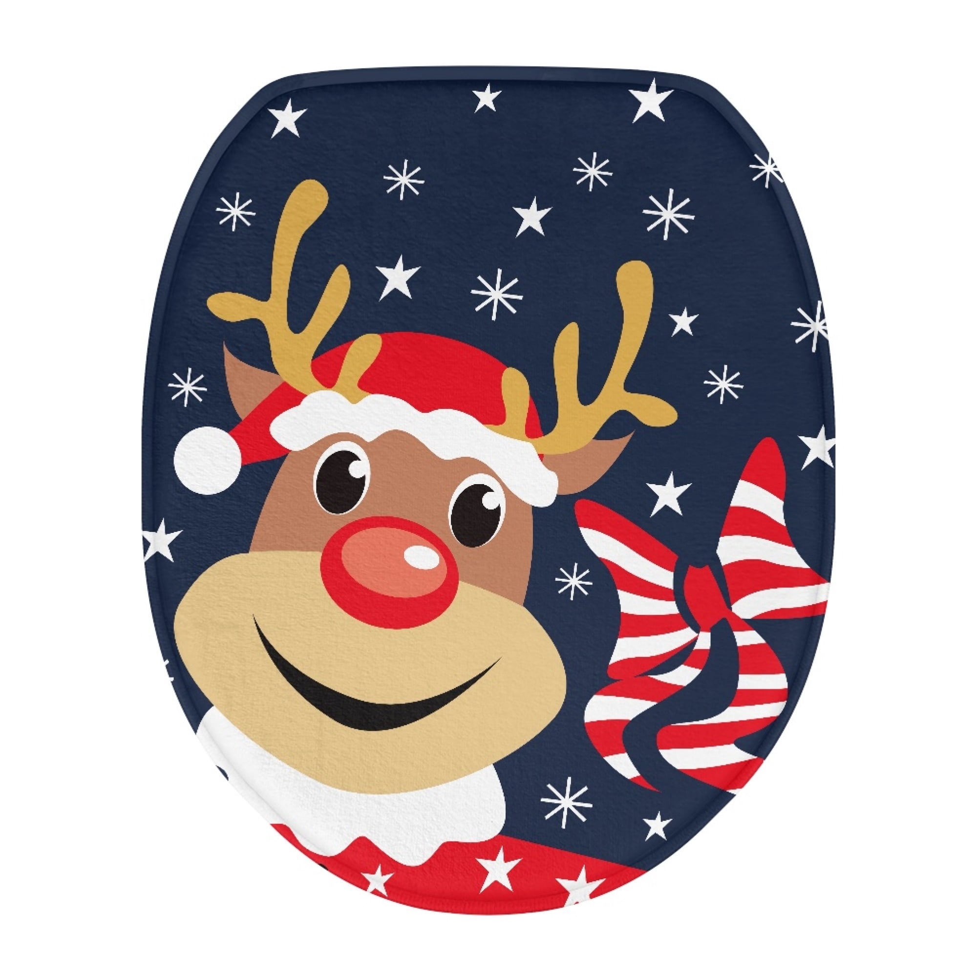 ZIATUBLE Christmas Deer Toilet Lid Seat Cover Snowflake Toilet Top Lid ...