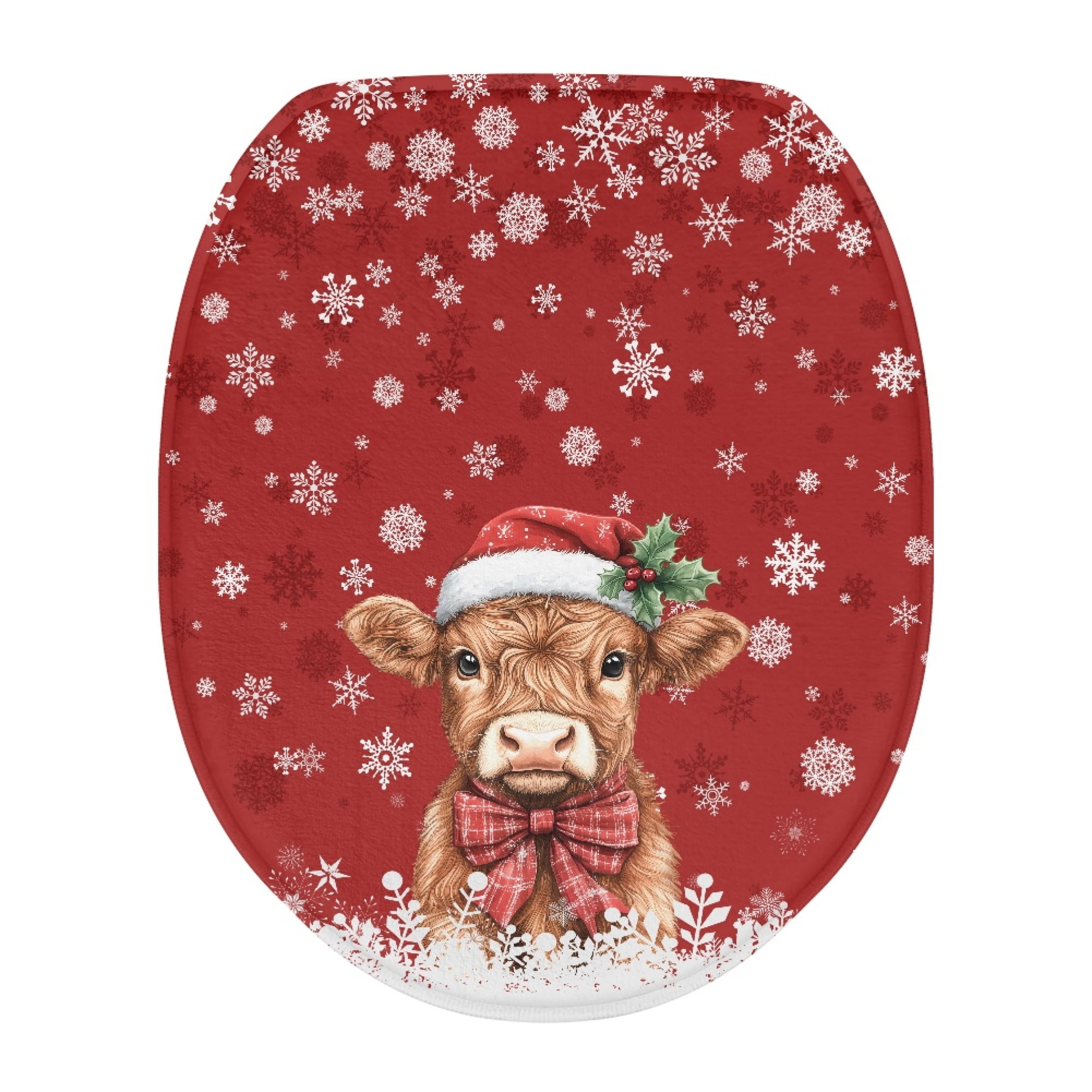 ZIATUBLE Christmas Highland Cow Toilet Lid Dust Cover Snowflake Toilet ...