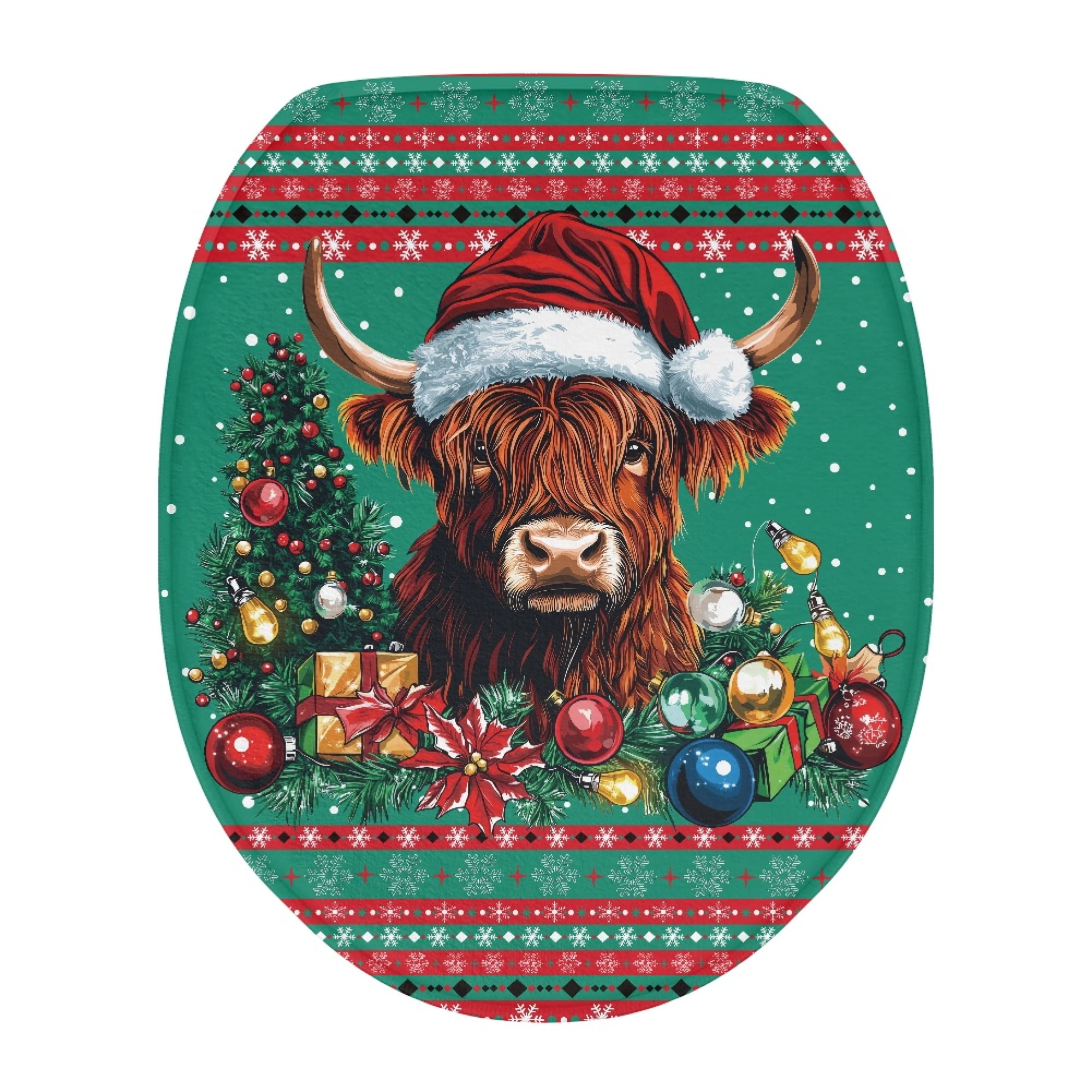 ZIATUBLE Christmas Highland Cow Toilet Lid Seat Cover Colored Lights ...