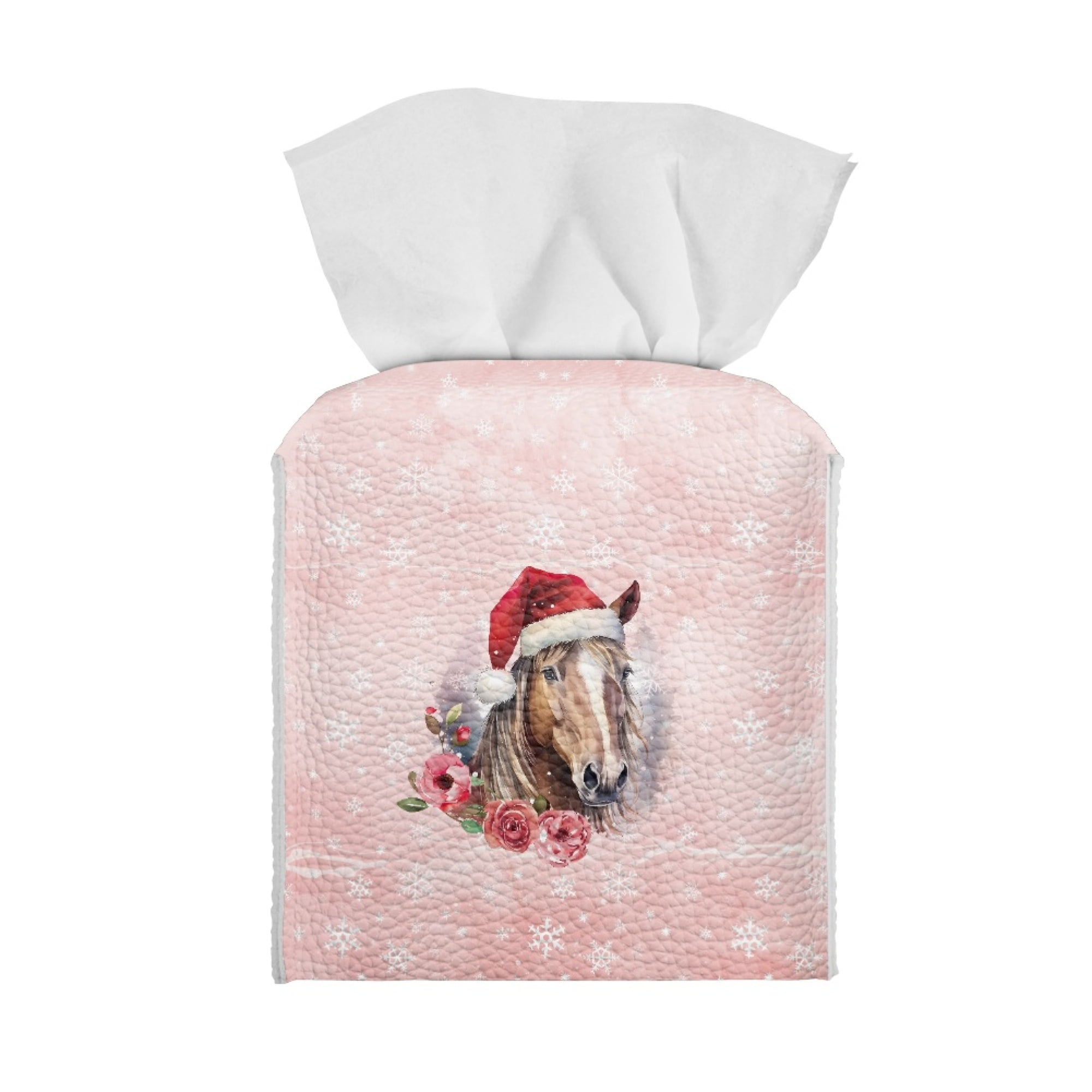 ZIATUBLE Christmas Horse Leather Tissue Box Covers Snowflakes Square ...