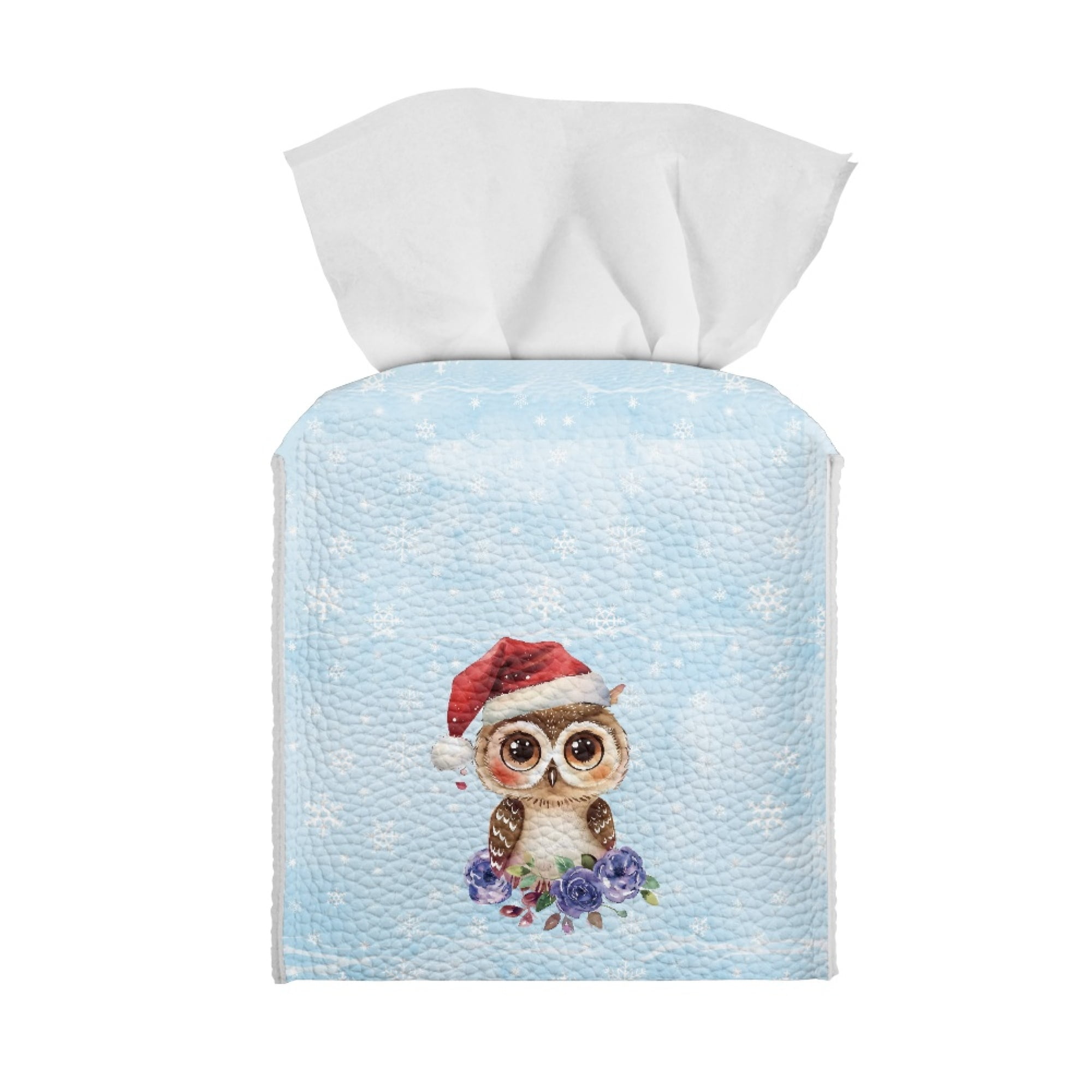 ZIATUBLE Christmas Owls Square Tissue Box Cover Snowflakes Leather ...