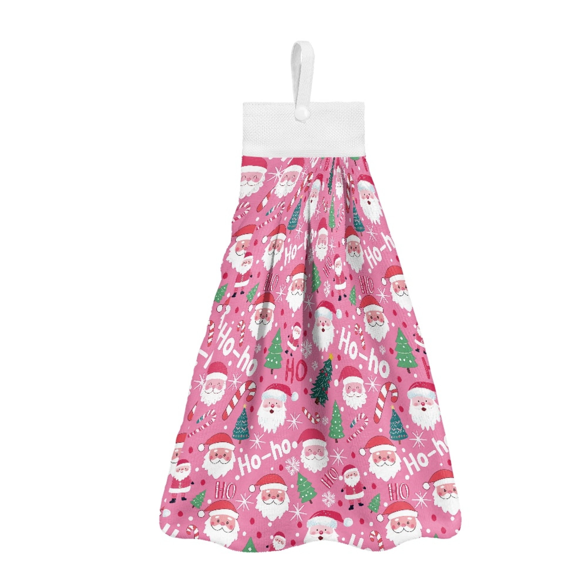 ZIATUBLE Christmas Santa Claus Hand Towels with Loop Absorbent Kitchen ...