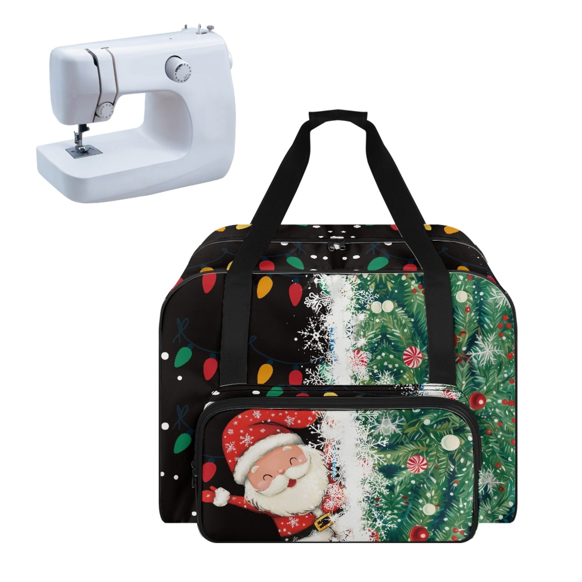ZIATUBLE Christmas Santa Claus Portable Cover Tote Bag Snowflakes ...