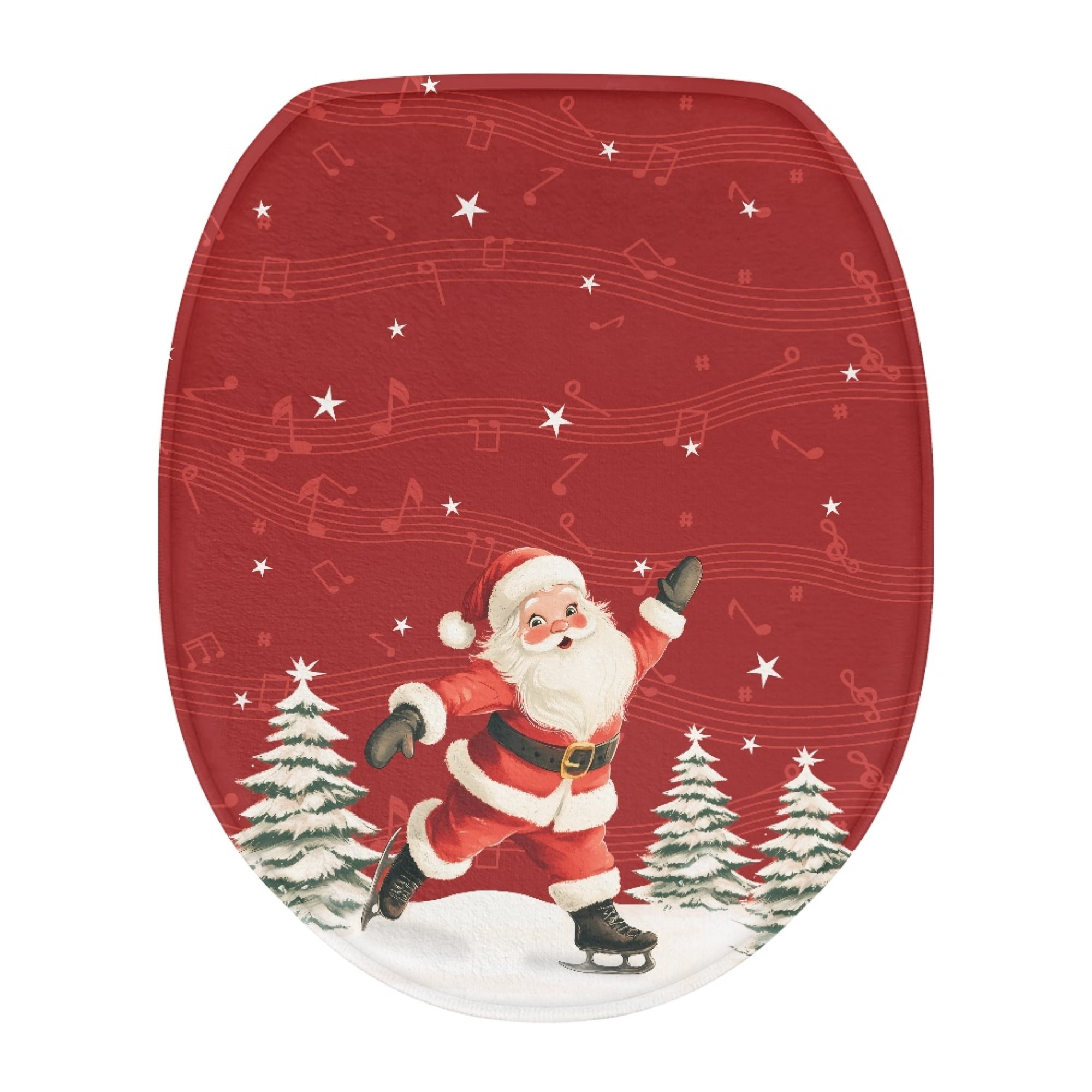 ZIATUBLE Christmas Santa Claus Toilet Lid Dust Cover Music Round Toilet ...